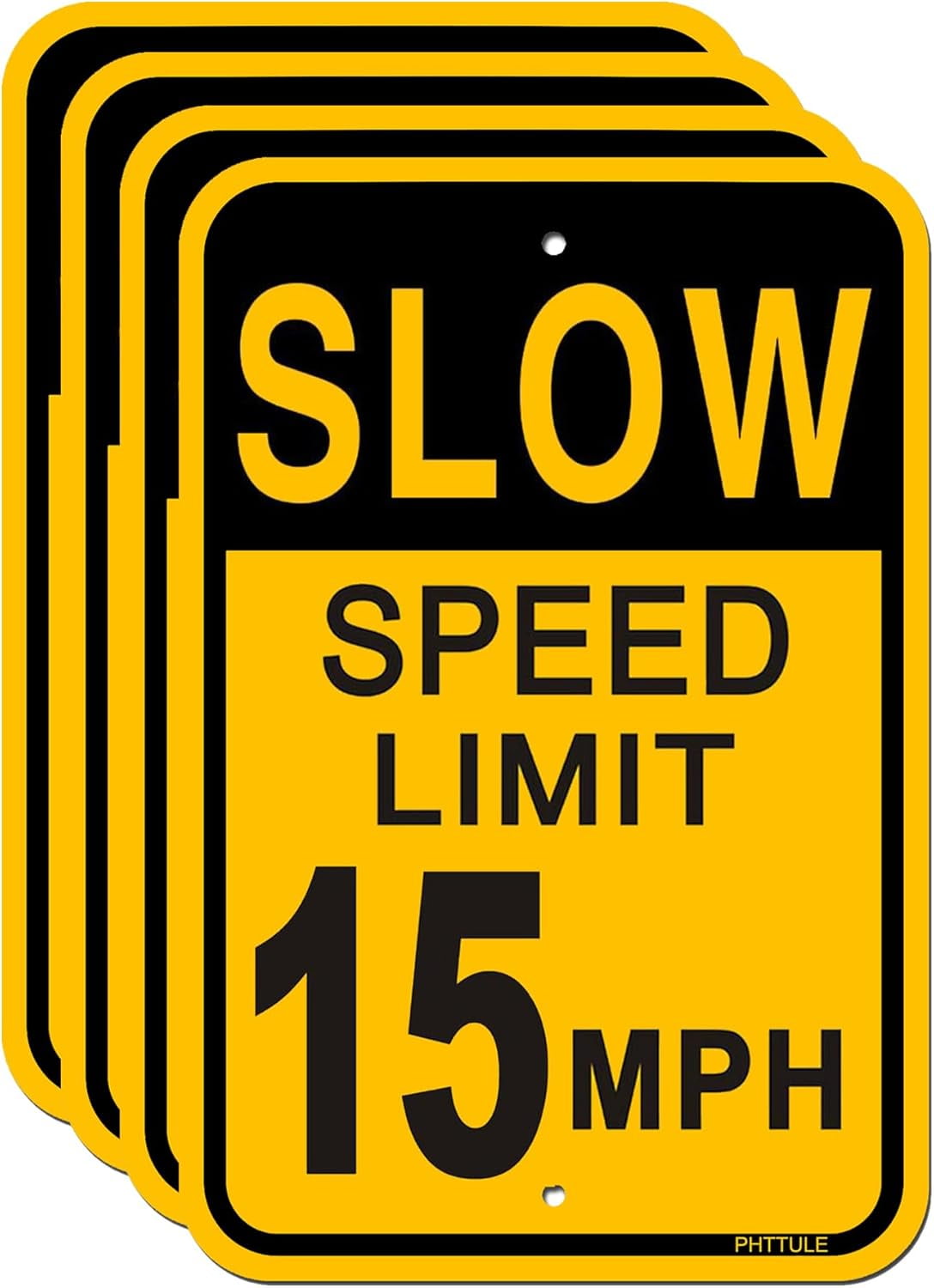 Slow Speed Limit 15MPH 4 Pack, 18 x 12 Inches Slow Down Safety Signs ...