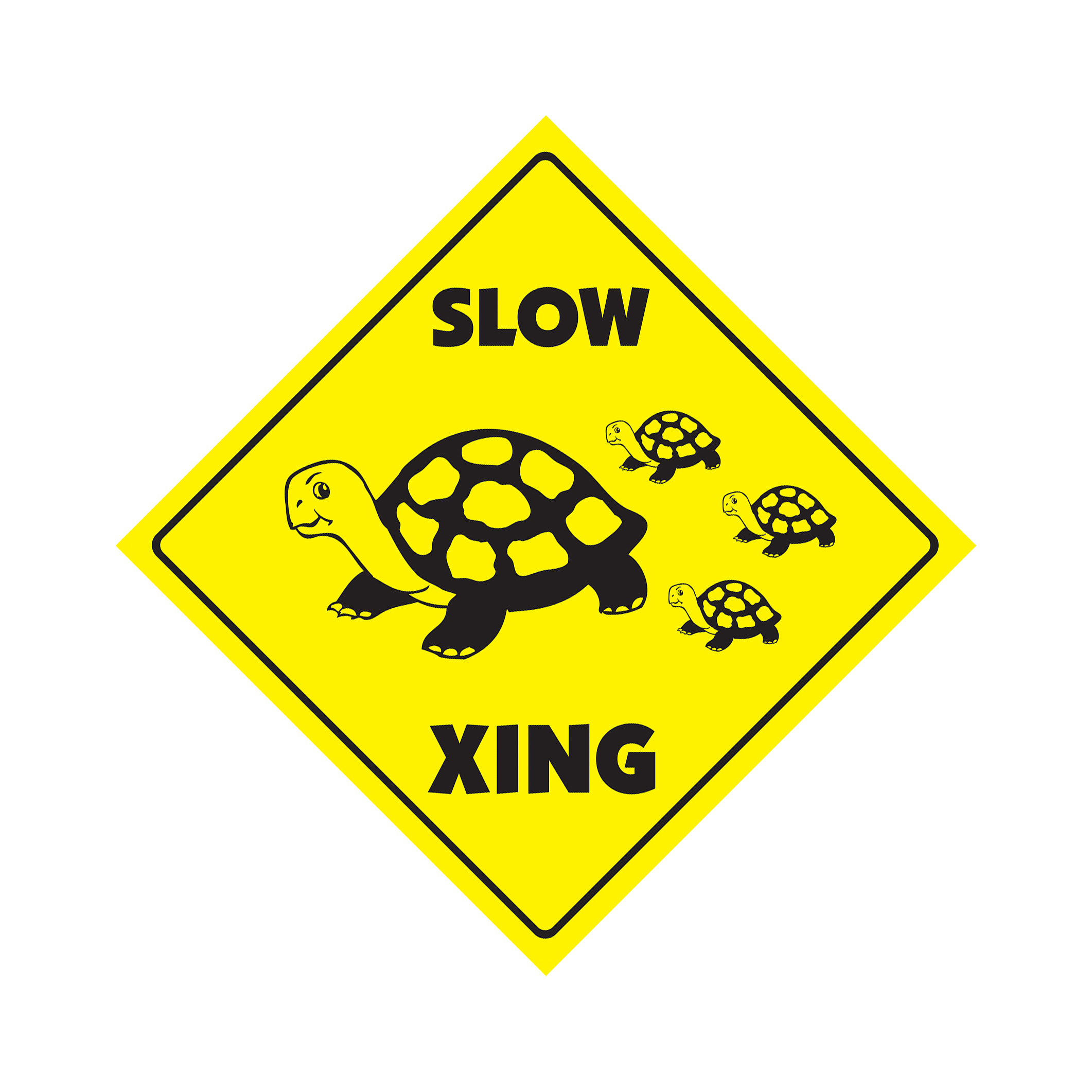 Slow Turtle Crossing Sign Zone Xing | Indoor/Outdoor | 12" Tall lover ...