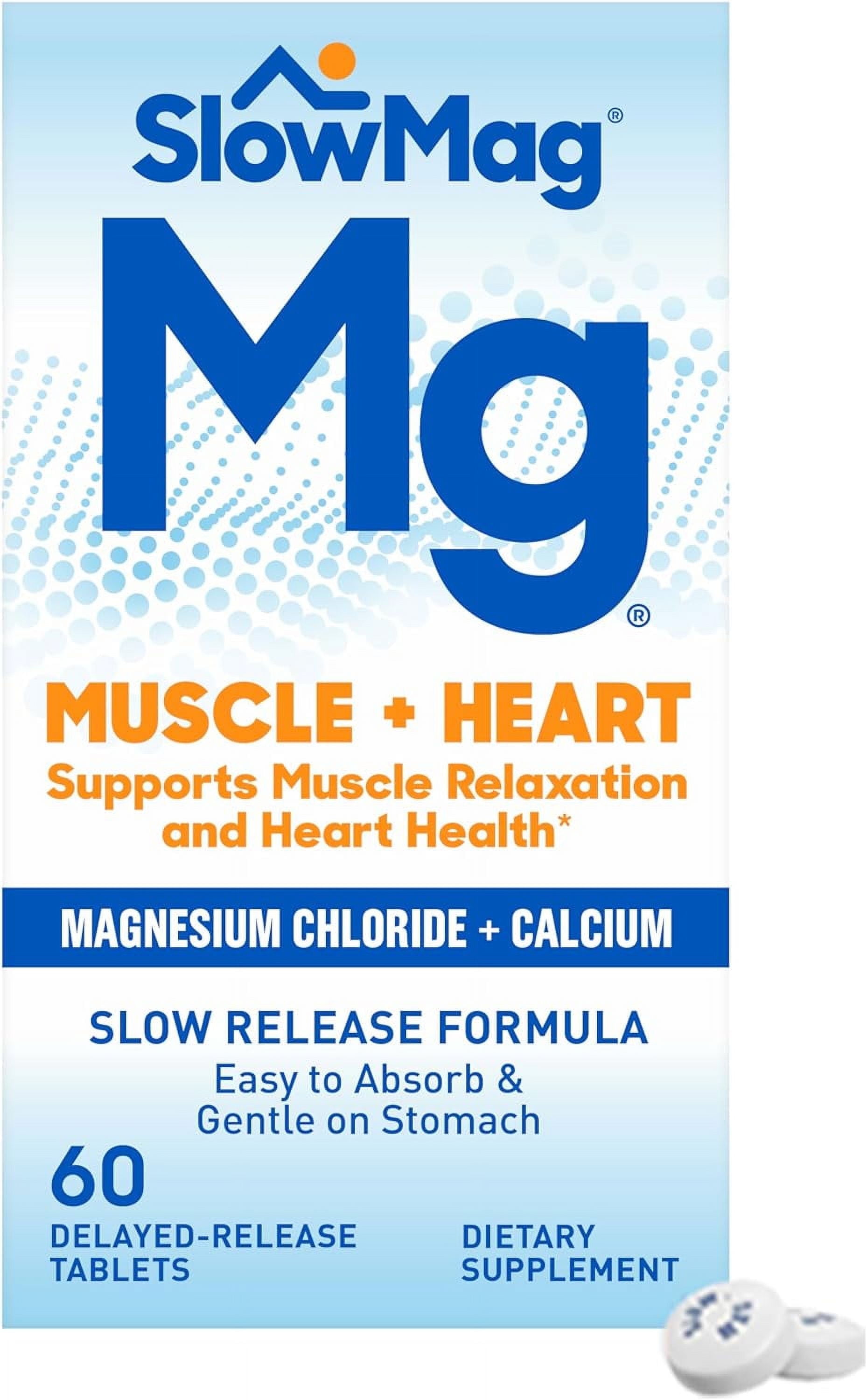 SlowMag Muscle + Heart Magnesium Chloride with Calcium Supplement to ...