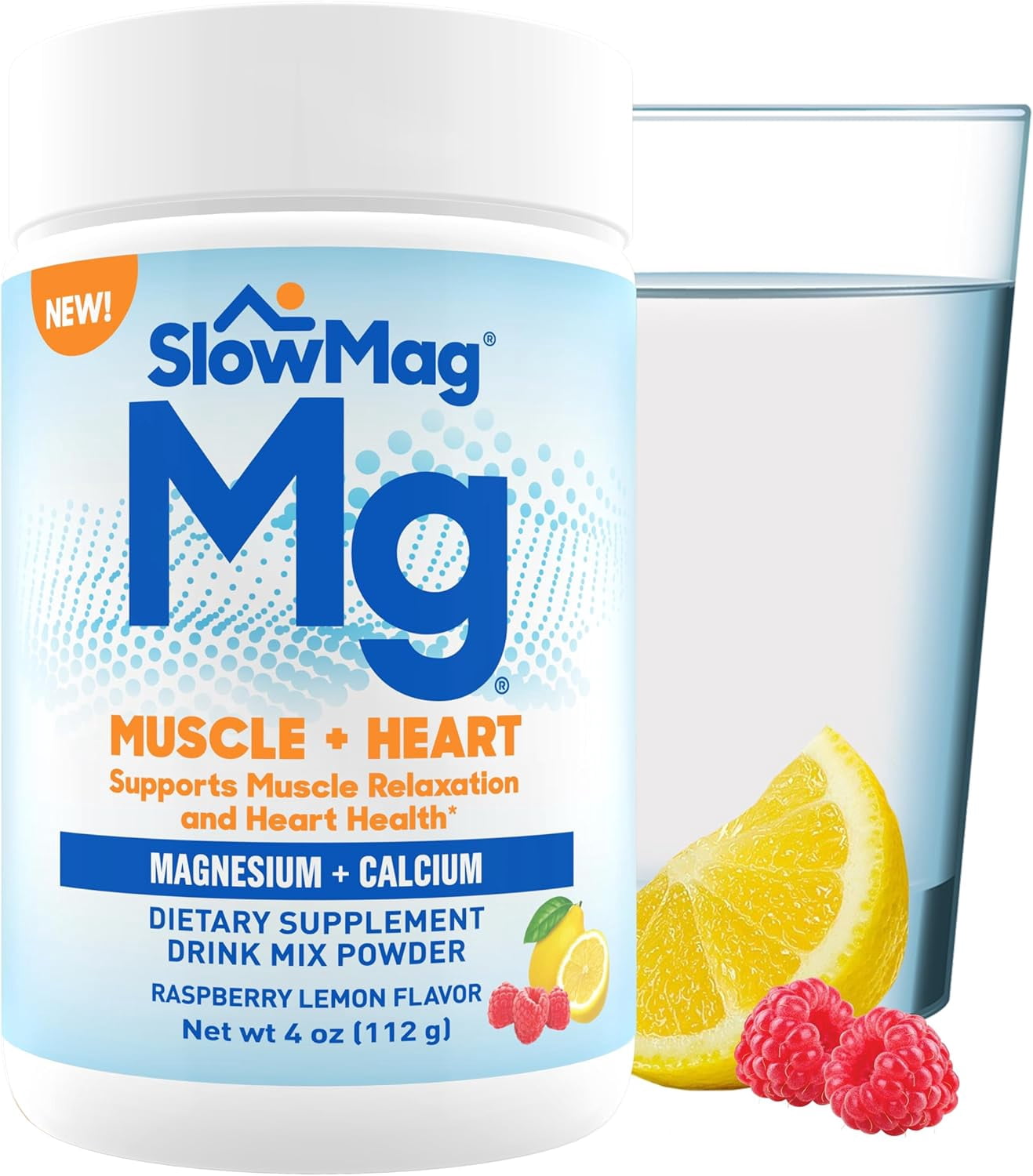 SlowMagr Magnesium Powder Magnesium + Calcium Supplement Drink Mix, 4 ...
