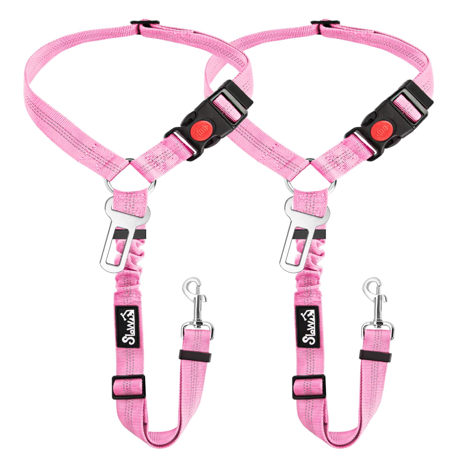 SlowTon Dog Seat Belt AKF18 for Car, 2 Dog Car Harness Seatbelt ...