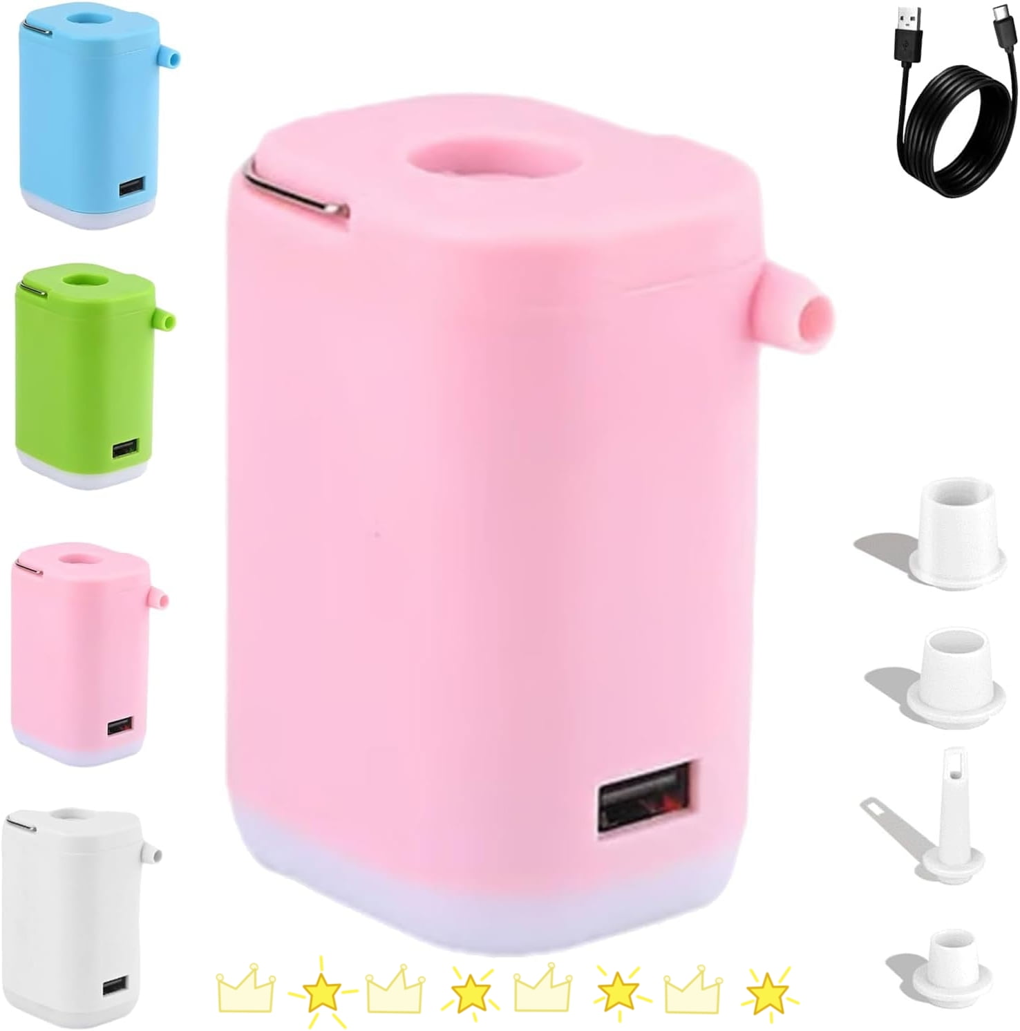 Slowowing Mini Air Pump, Mini Portable Air Pump with Light, 4 in 1tiny ...