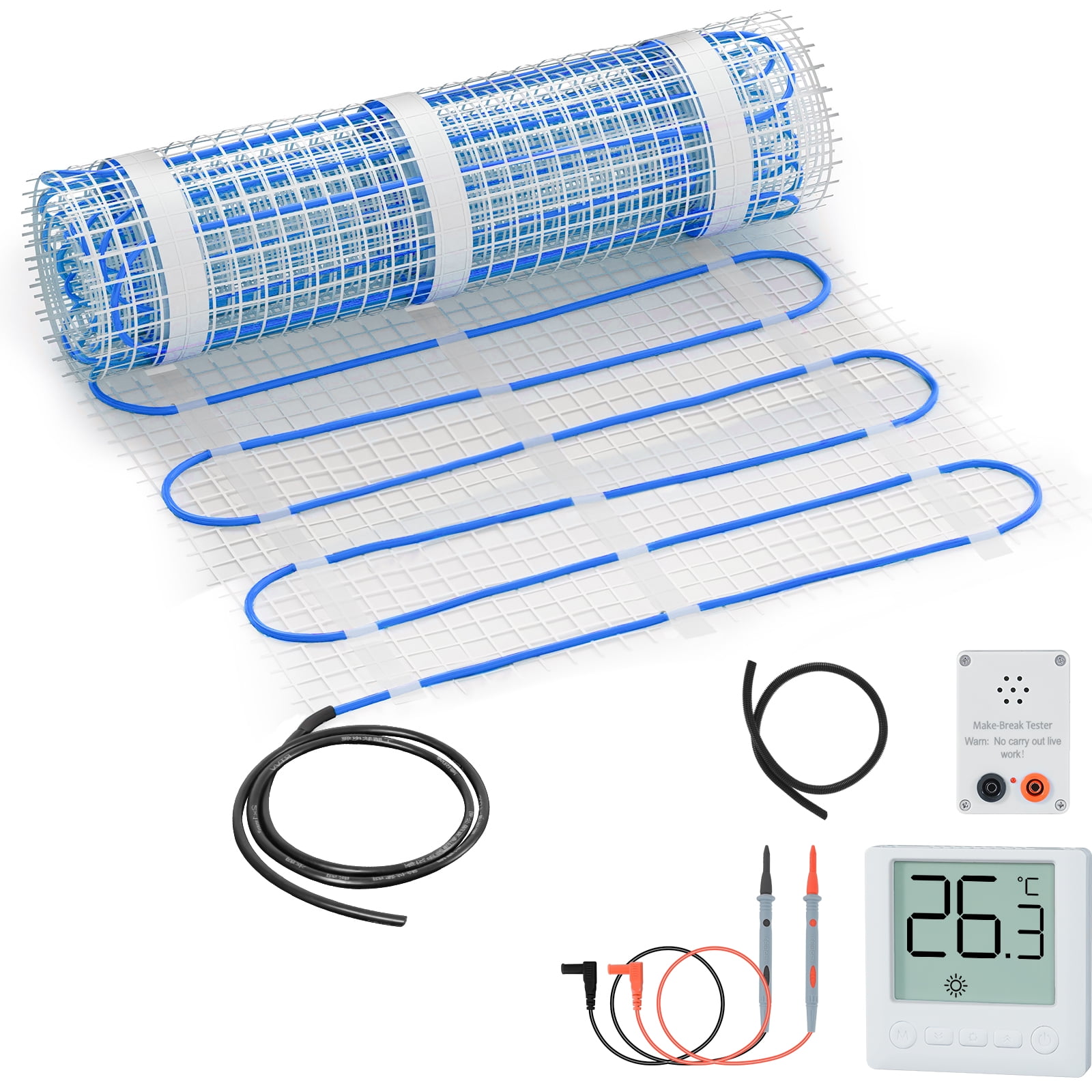 Slsy 100 Sqft Mat Kit, Electric Radiant Floor Heating System for Under ...