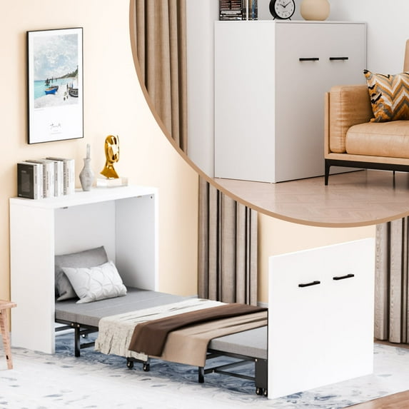 Slsy 2 in 1 Murphy Bed Cabinet with Mattress, Folded Cabinet Bed, Guest ...