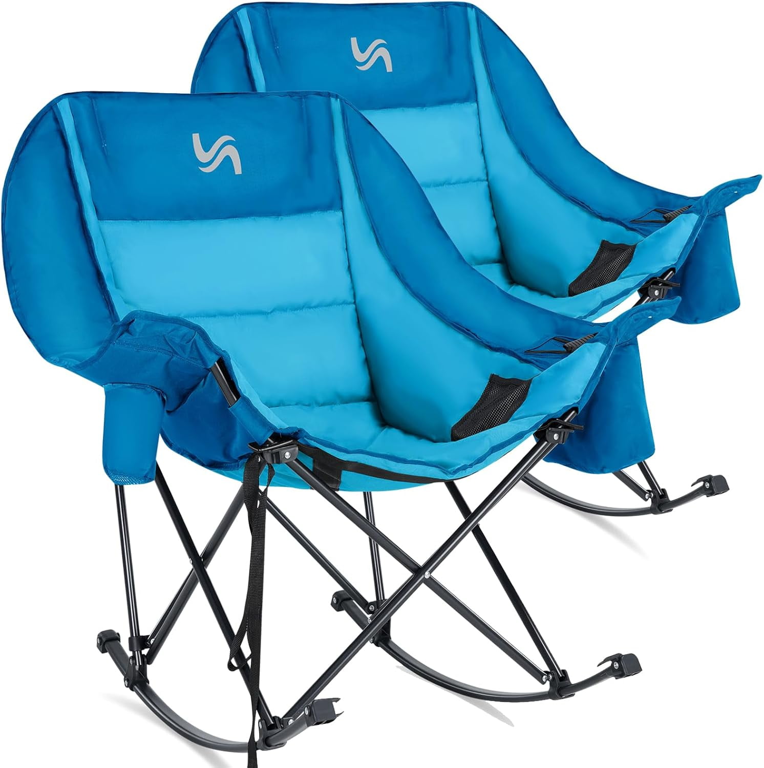 Slsy 2 Packs Oversized Rocking Camping Chair, Fully Padded Patio Chair ...