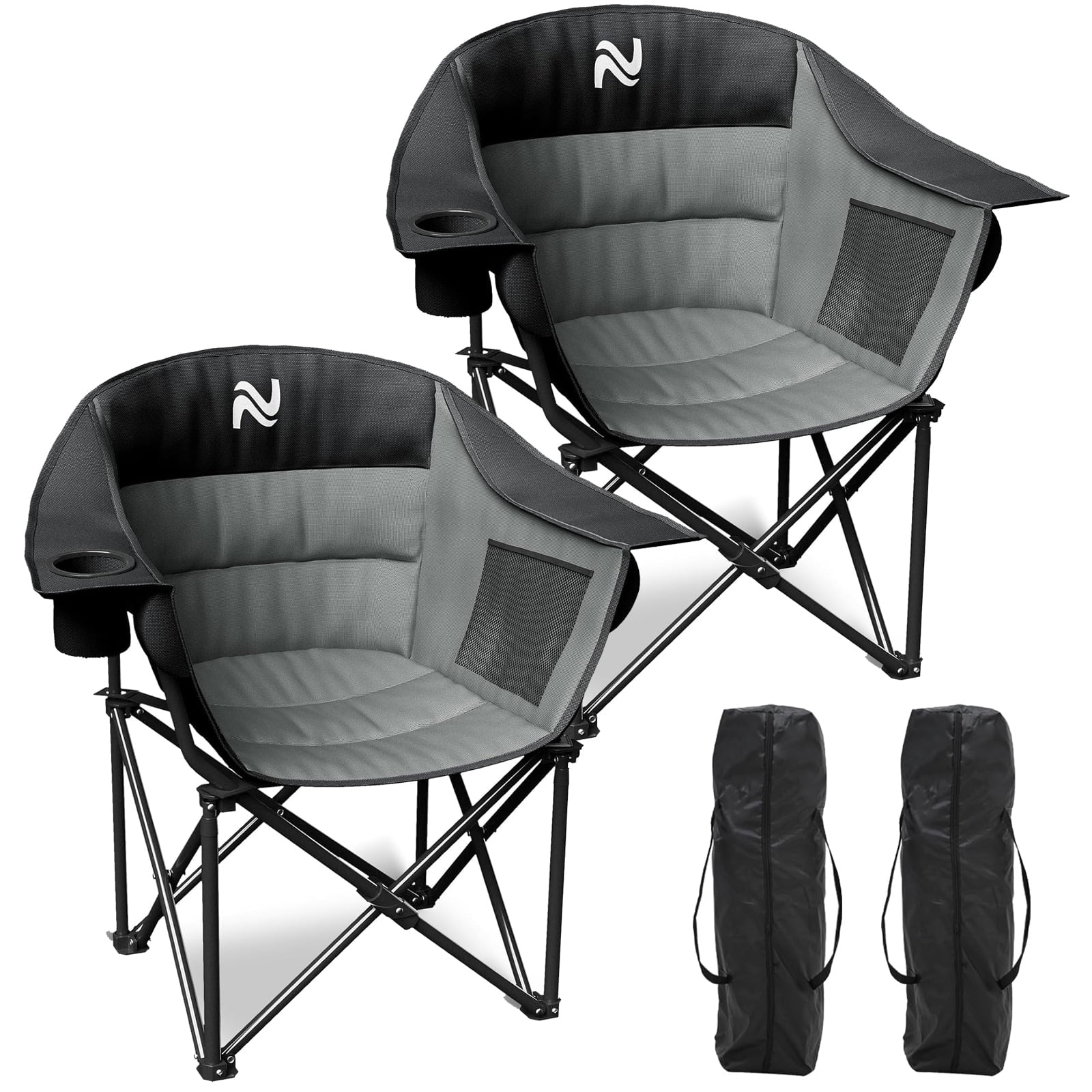 Slsy 2 Packs Oversized Padded Camping Chair with Armrests, Folding Camp ...