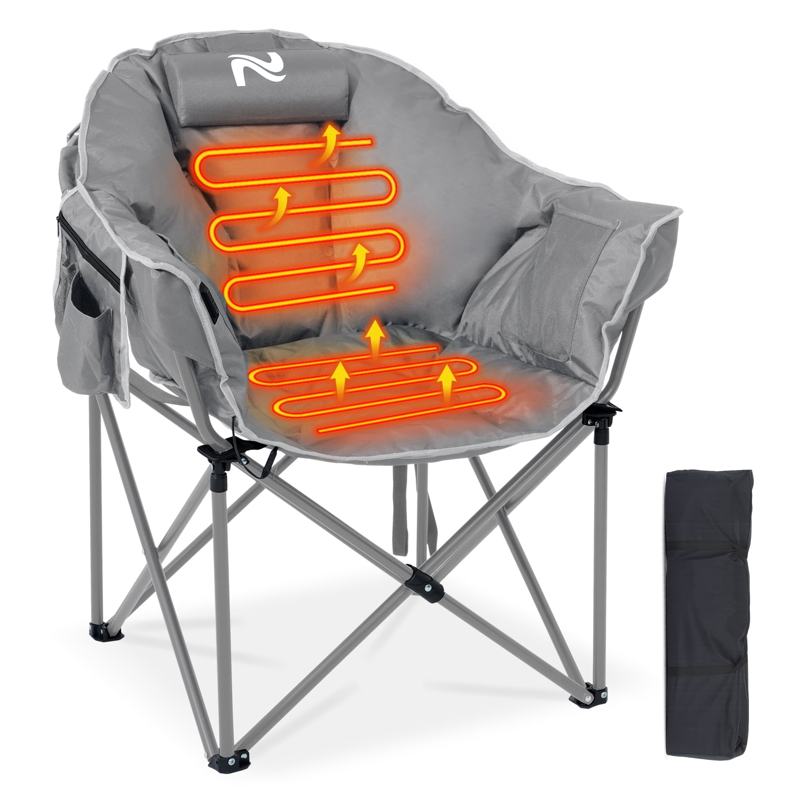 Slsy Heated Camping Chair Oversized, XL Heated Chair Outdoor Sports, 3 ...