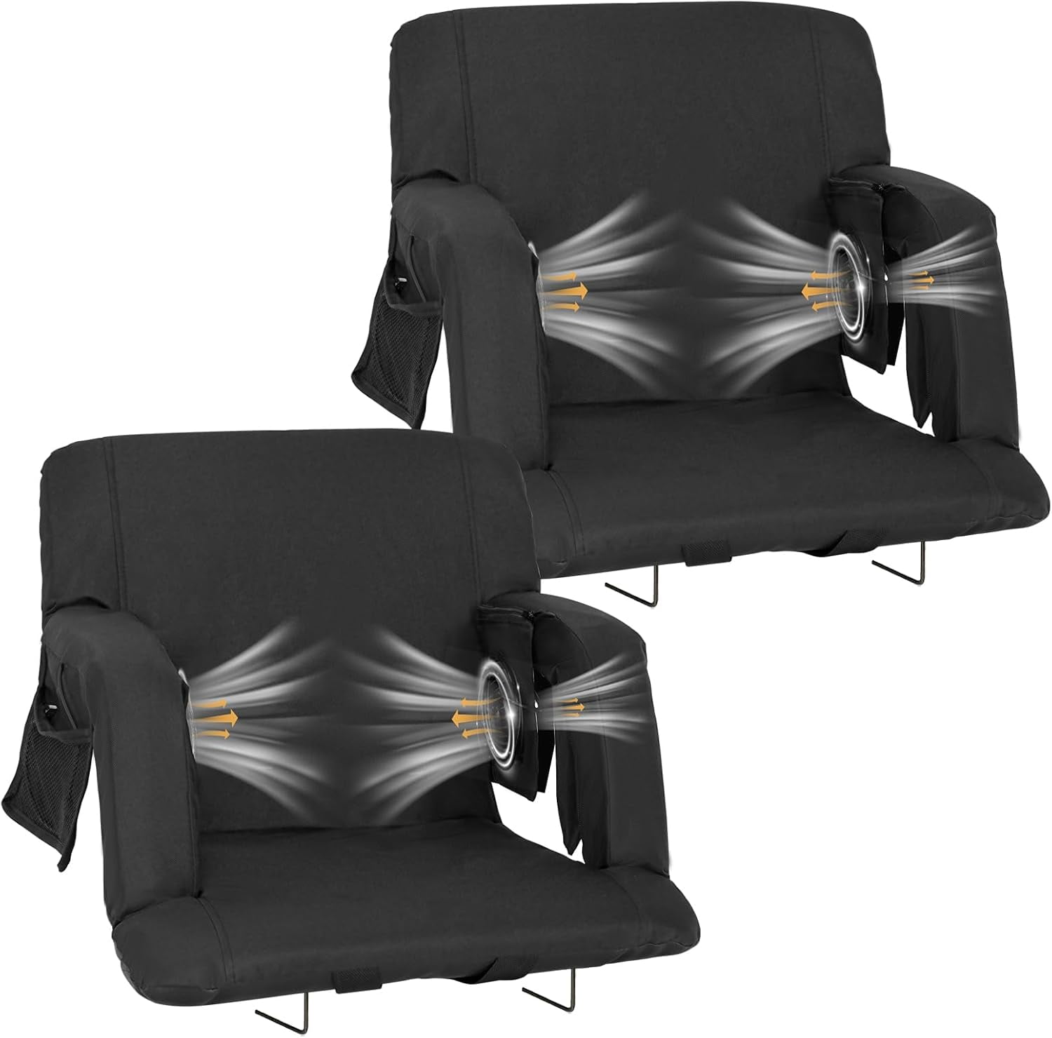 Slsy 2Pack Stadium Seats w/Fans, Foldable Stadium Seats with Back ...