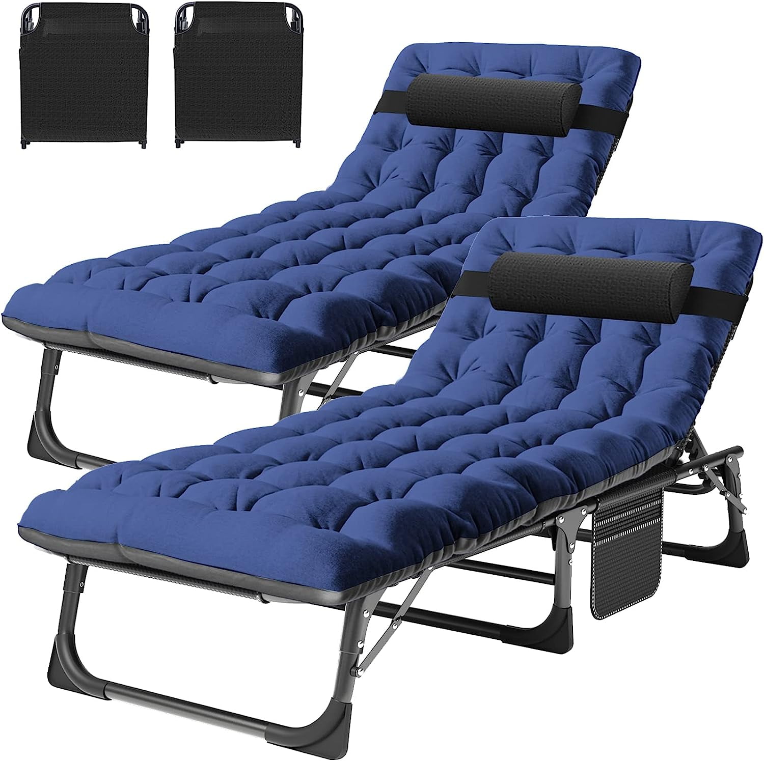 Slsy 2 Pack Foldable Outdoor Sun Lounger, 5-Position, Heavy Duty for ...