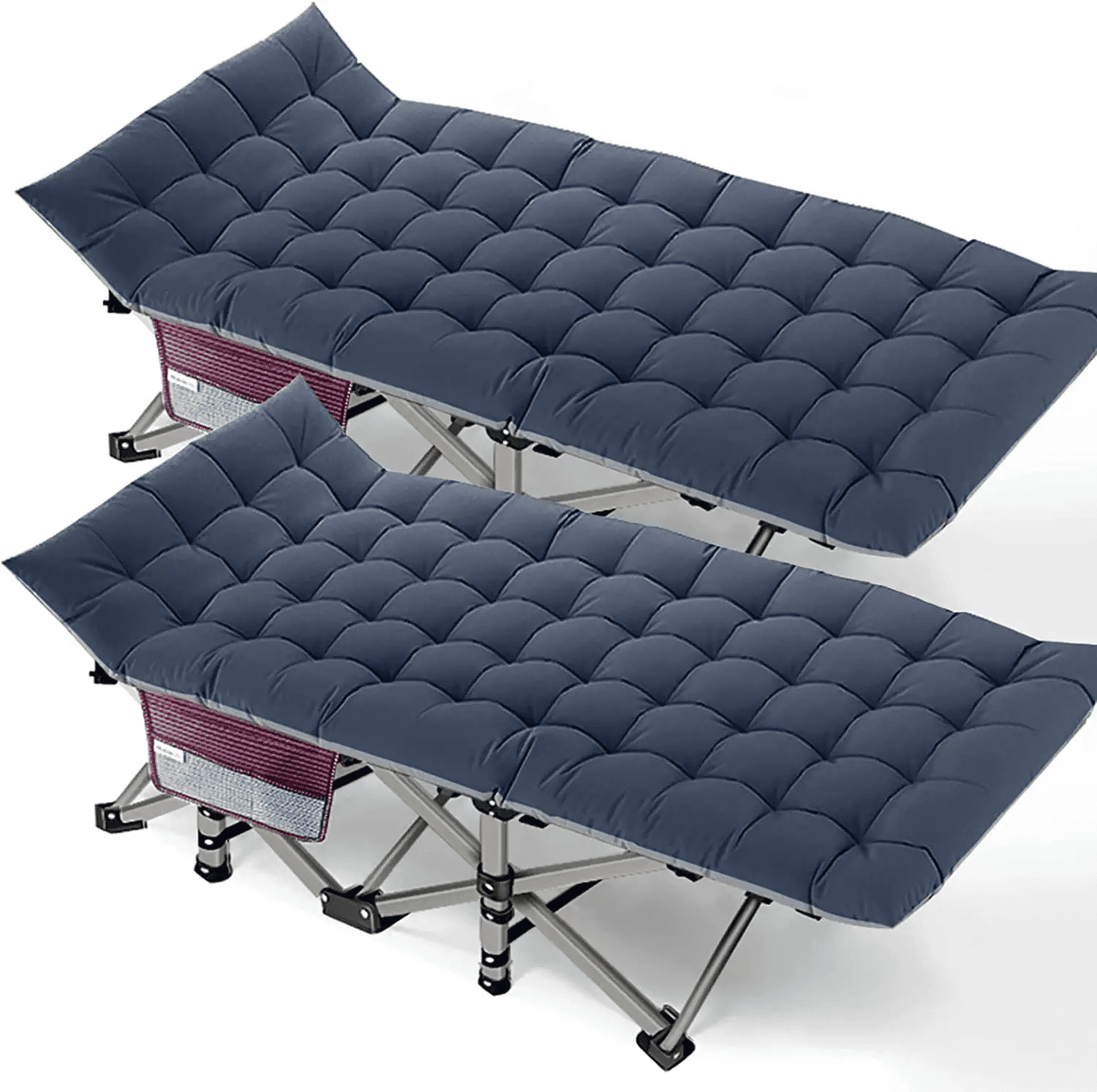 Slsy 2 Packs Folding Camping Cots with 2 Sided Mattress, Heavy Duty ...