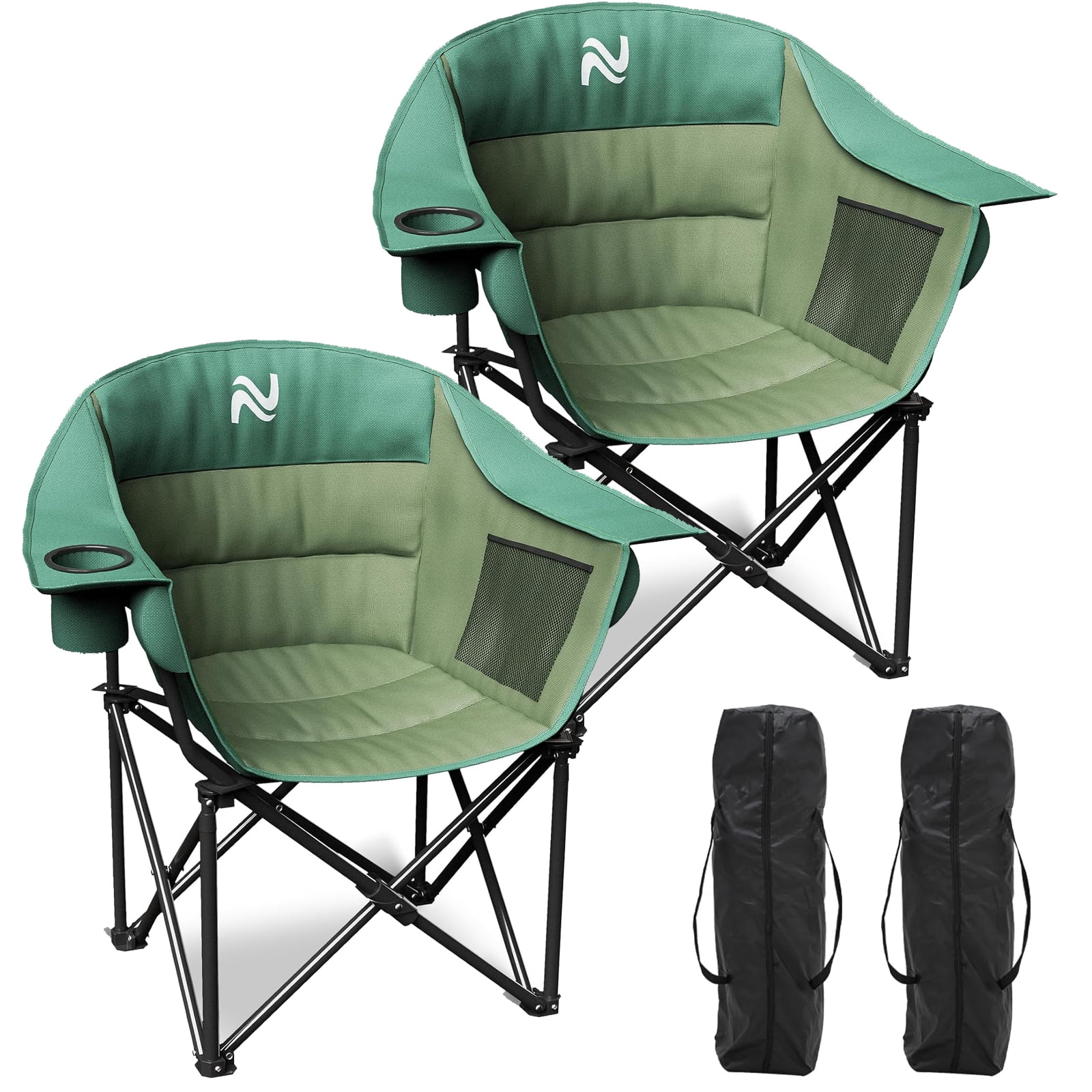 Slsy 2 Packs Oversized Padded Camping Chair with Armrests, Folding Camp ...