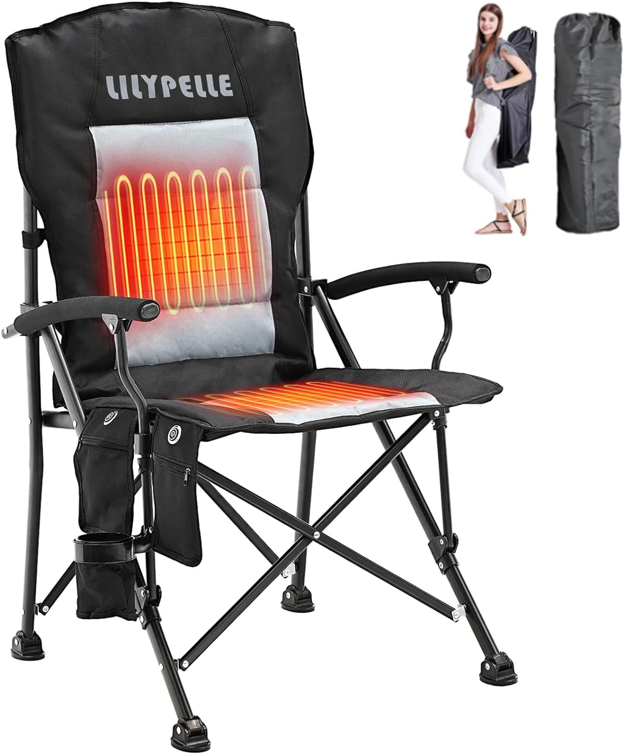 Slsy Oversized Heated Camping Chair, Patio Lounge Chairs with 3 Heat ...