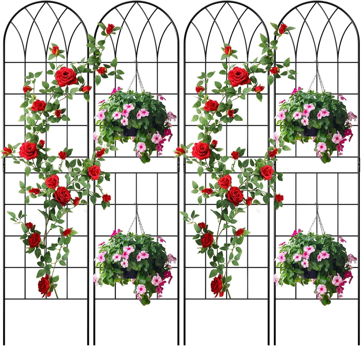 Slsy 4 Pack Metal Garden Trellis for Cllimbing Plants Outdoor, Flowers ...