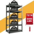 Slsy 5 Tier Garage Shelving, Heavy Duty Steel Shelving Unit (2000LB ...