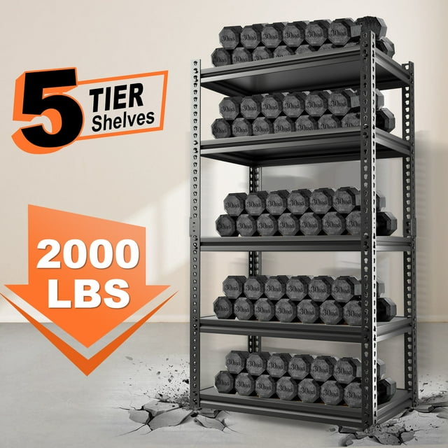 Slsy 5 Tier Storage Shelves, 72"H x 36"W x 18"D Heavy Duty Metal ...