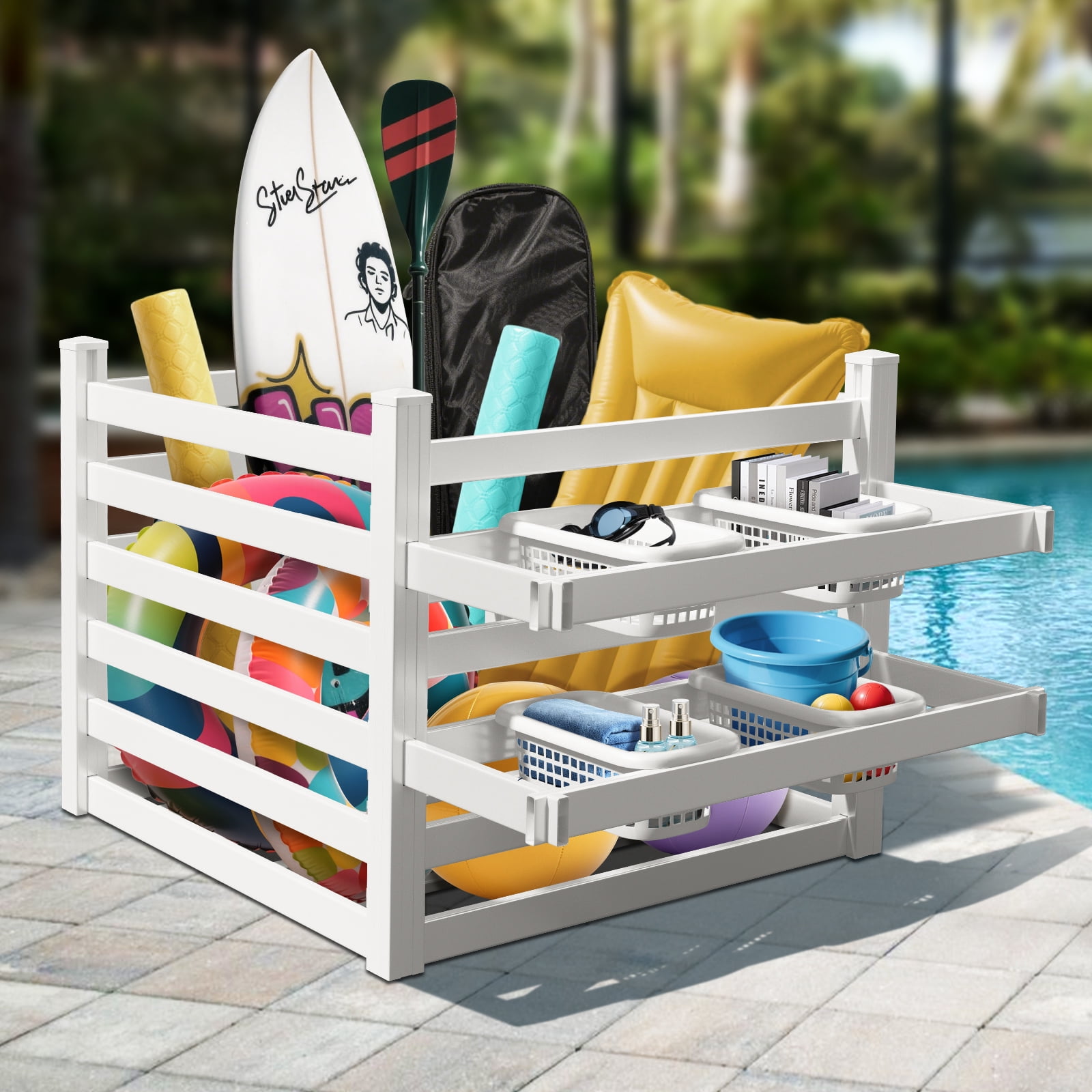 Slsy 65" W x 49" L x 39" H Poolside Deckbox Storage Organizer, Outdoor ...