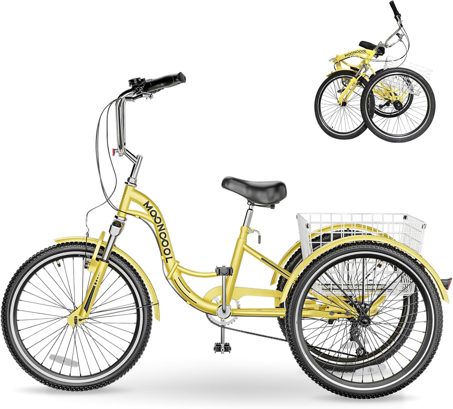 Slsy Adult Folding Tricycle 7 Speed 20/24/26 Inch Adult Tricycles Three ...