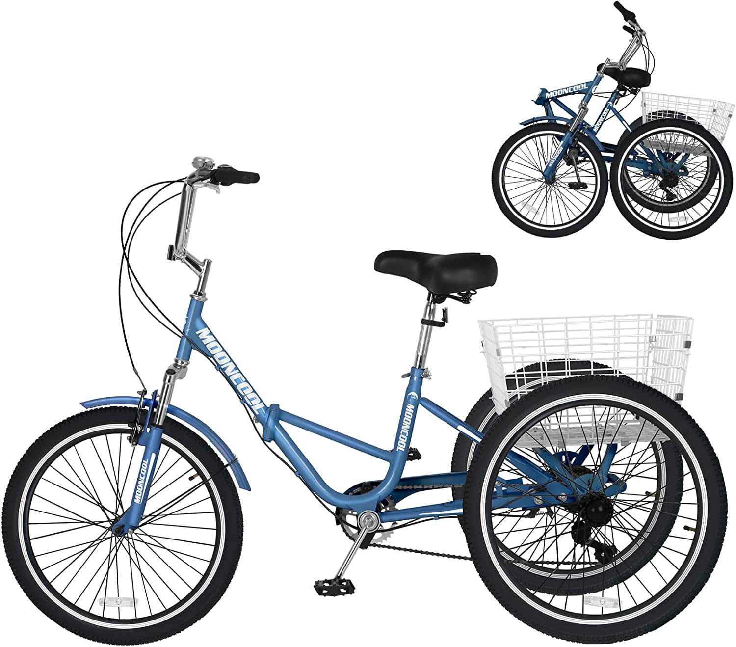 Slsy Adult Folding Tricycle for Adults, 7 Speed 20/24/26 inch 3 Wheels ...