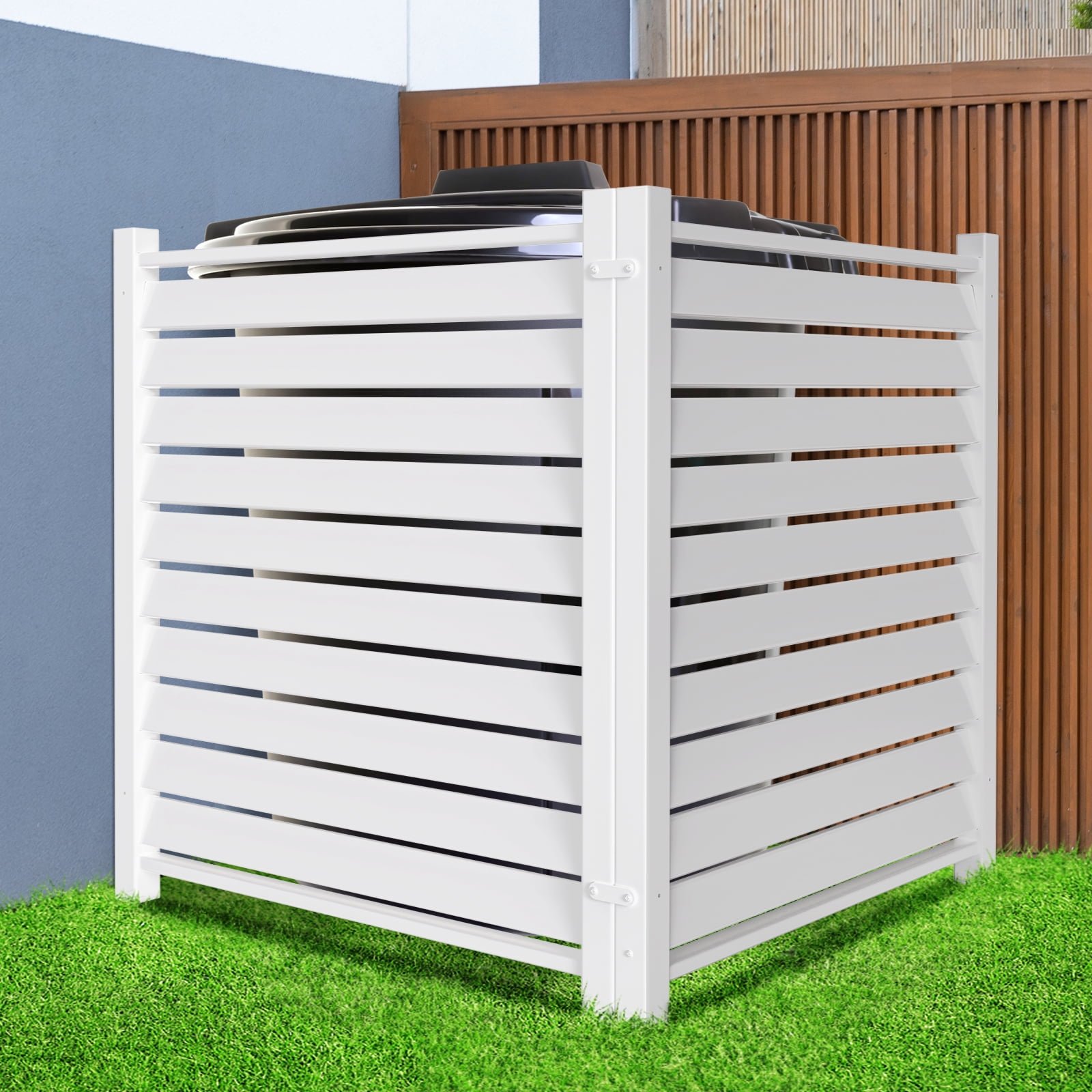 Slsy Air Conditioner Fence, 38"W x 60"H PVC Vinyl Trash Can Pool ...