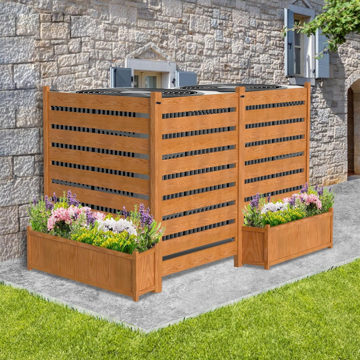Slsy Air Conditioner Fence Outdoor Freestanding Wood Privacy Screen ...