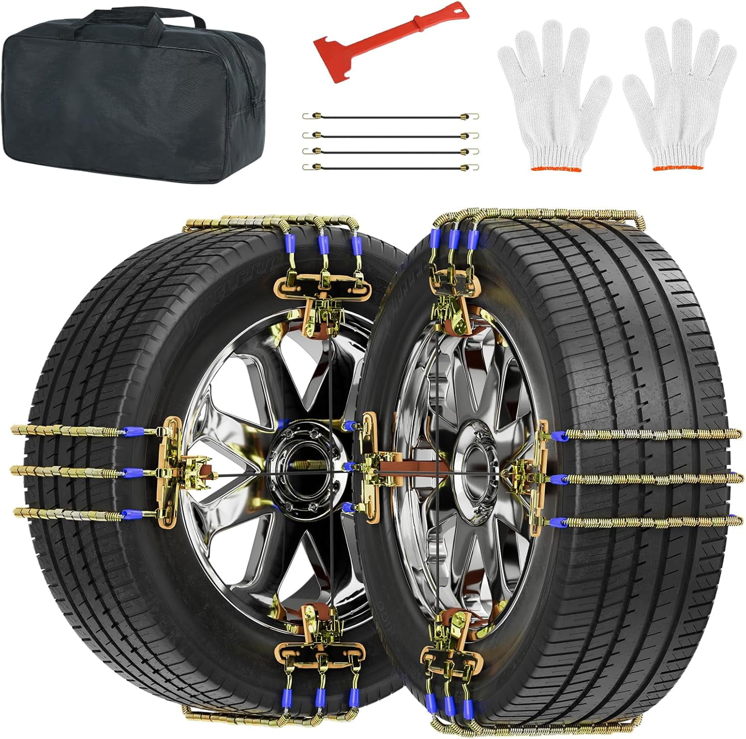 Slsy Cable Snow Chains 8 Packs, Tire Chains for Passenger Cars, Pickups ...