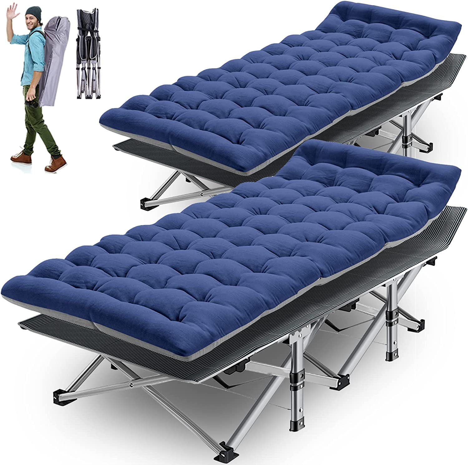 Slsy Cot, 2 Pack Folding Camping Cot for Adults, Sleeping Cots Heavy ...