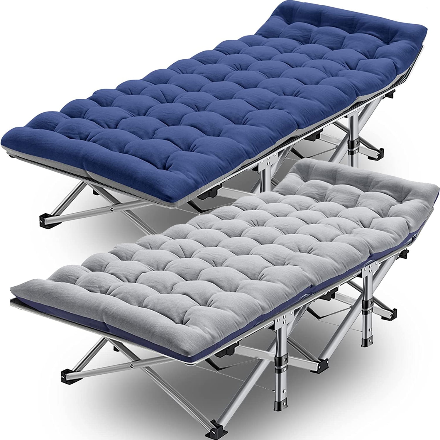 Slsy Folding Camping Cots, 2 Pack Heavy Duty Travel Beds with Cushioned ...