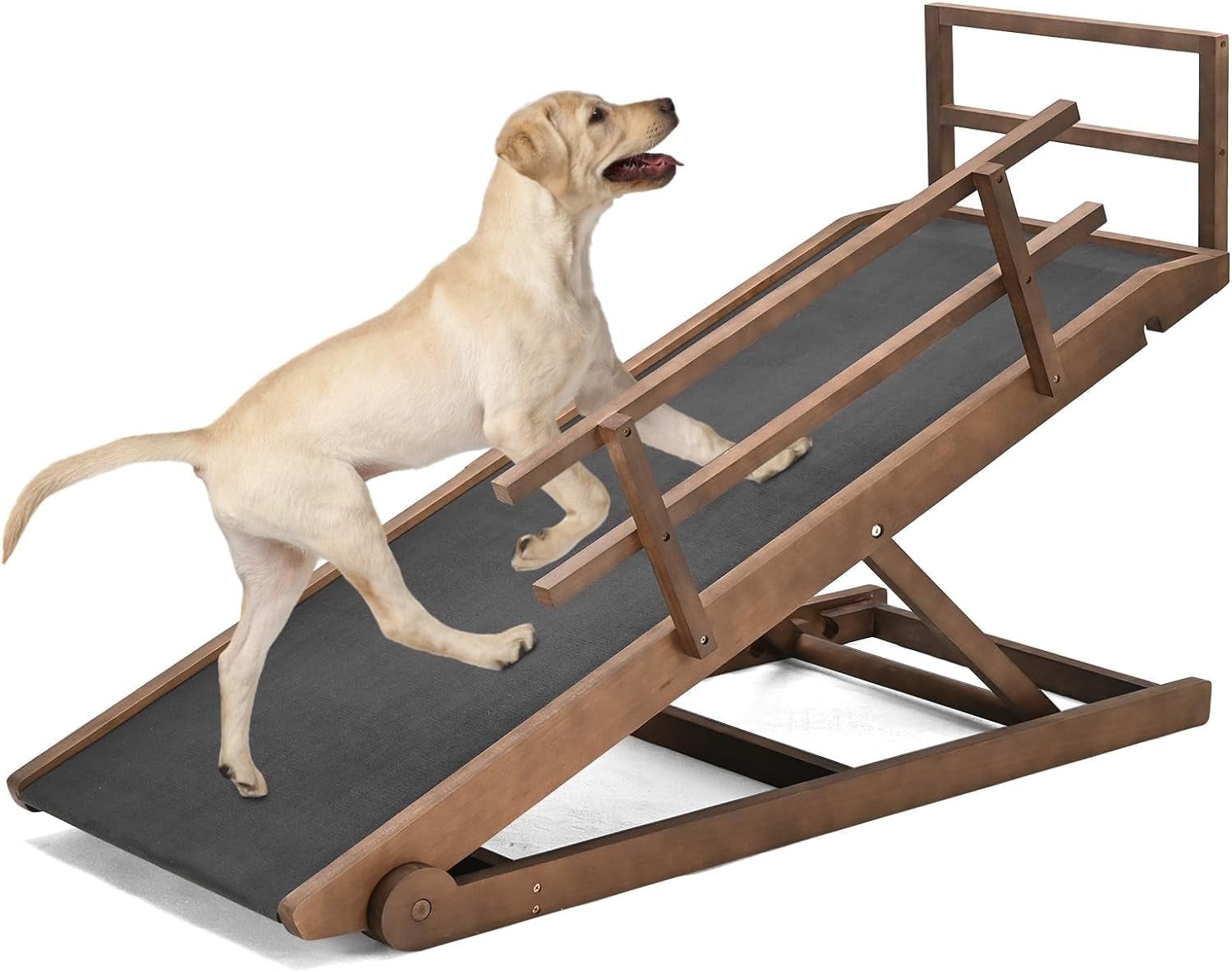 Slsy Foldable Doggie Ramp with Side Rails, Adjustable Heights, Rubber ...