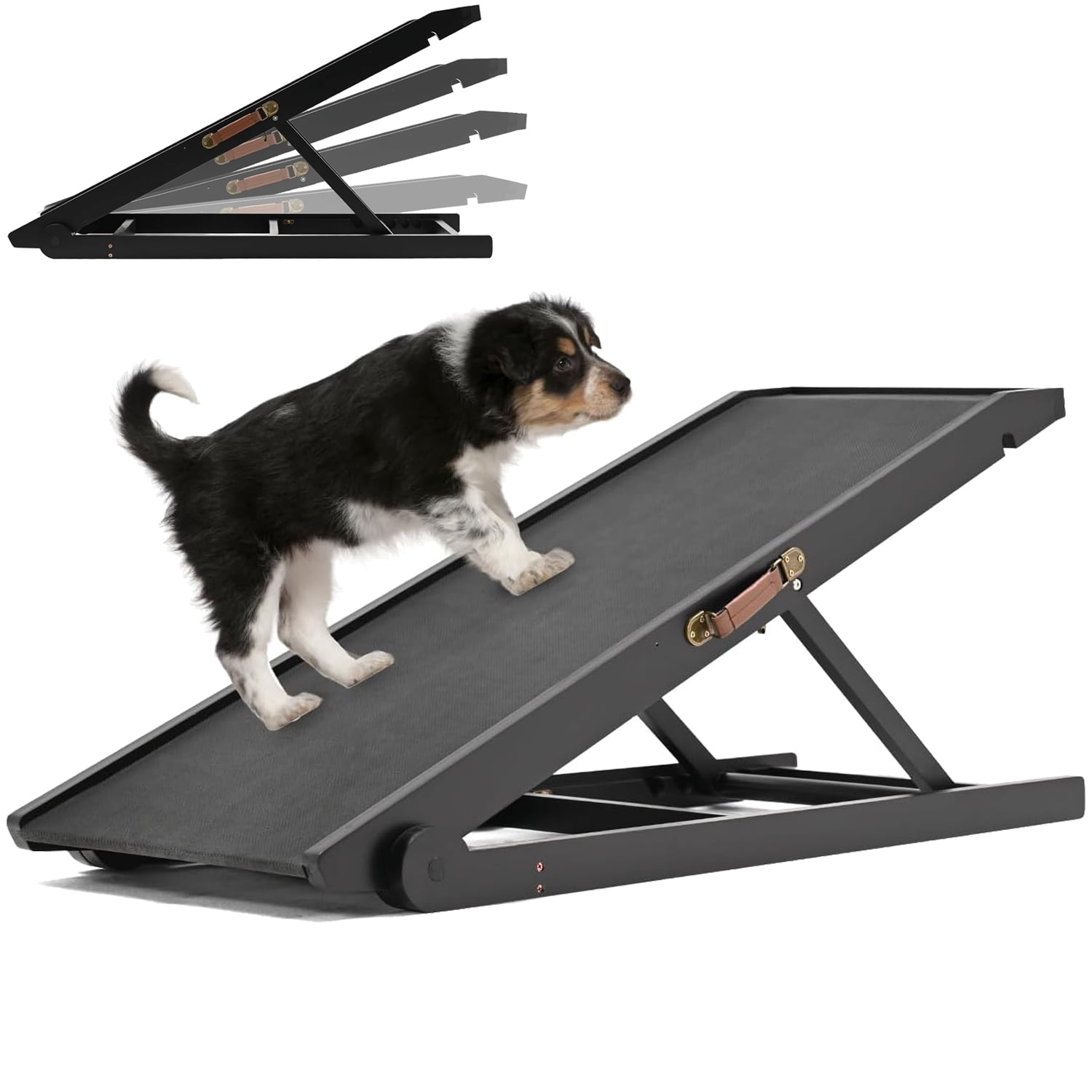 Slsy Adjustable Dog Ramp with Upgrade Rubber Mat, Foldable Wooden Pet ...