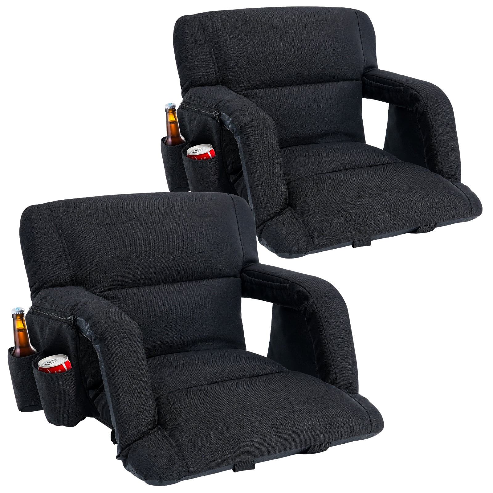 Slsy 2 Packs 25" Stadium Seats with Back Support & 6 Reclining ...