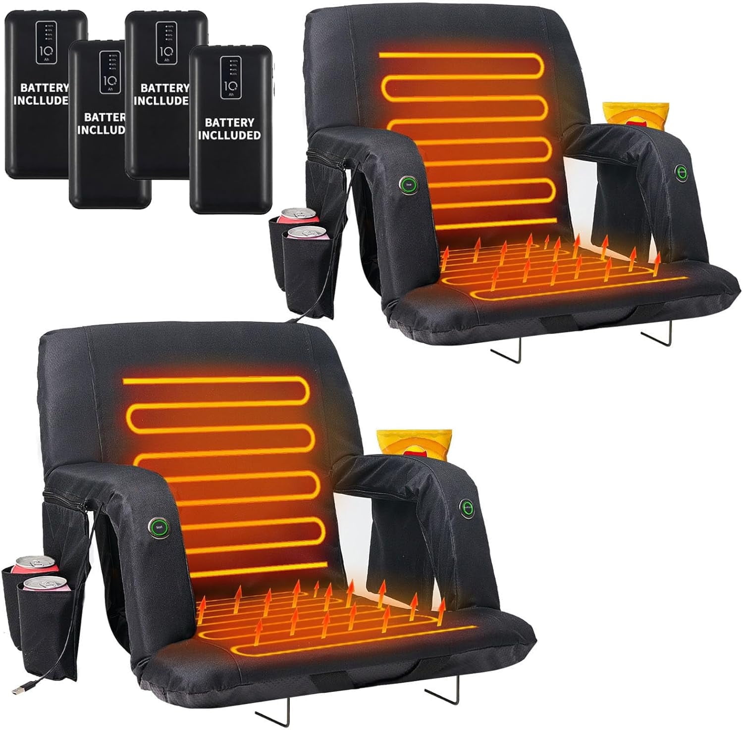 Slsy Dual-Sided Heated Stadium Seats for Bleachers with Backrest ...