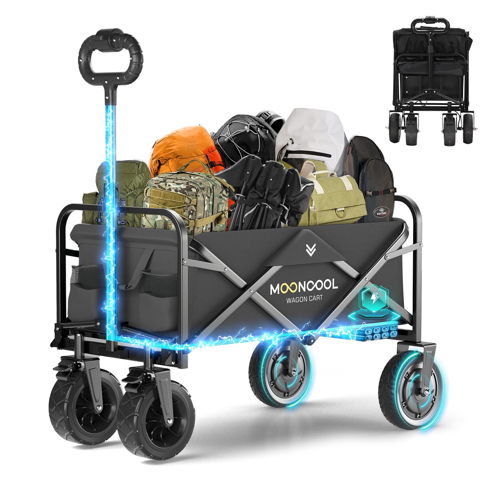 Slsy Electric Foldable Wagon Collapsible with 8" All-Terrain Wheel ...