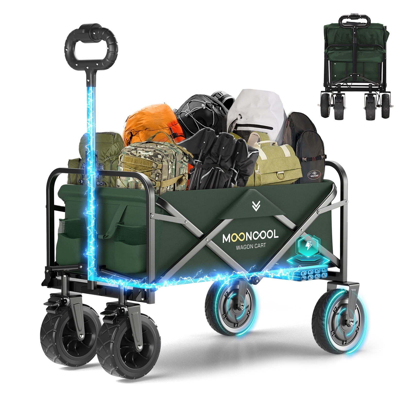 Slsy Electric Foldable Wagon Collapsible with 8" All-Terrain Wheel ...