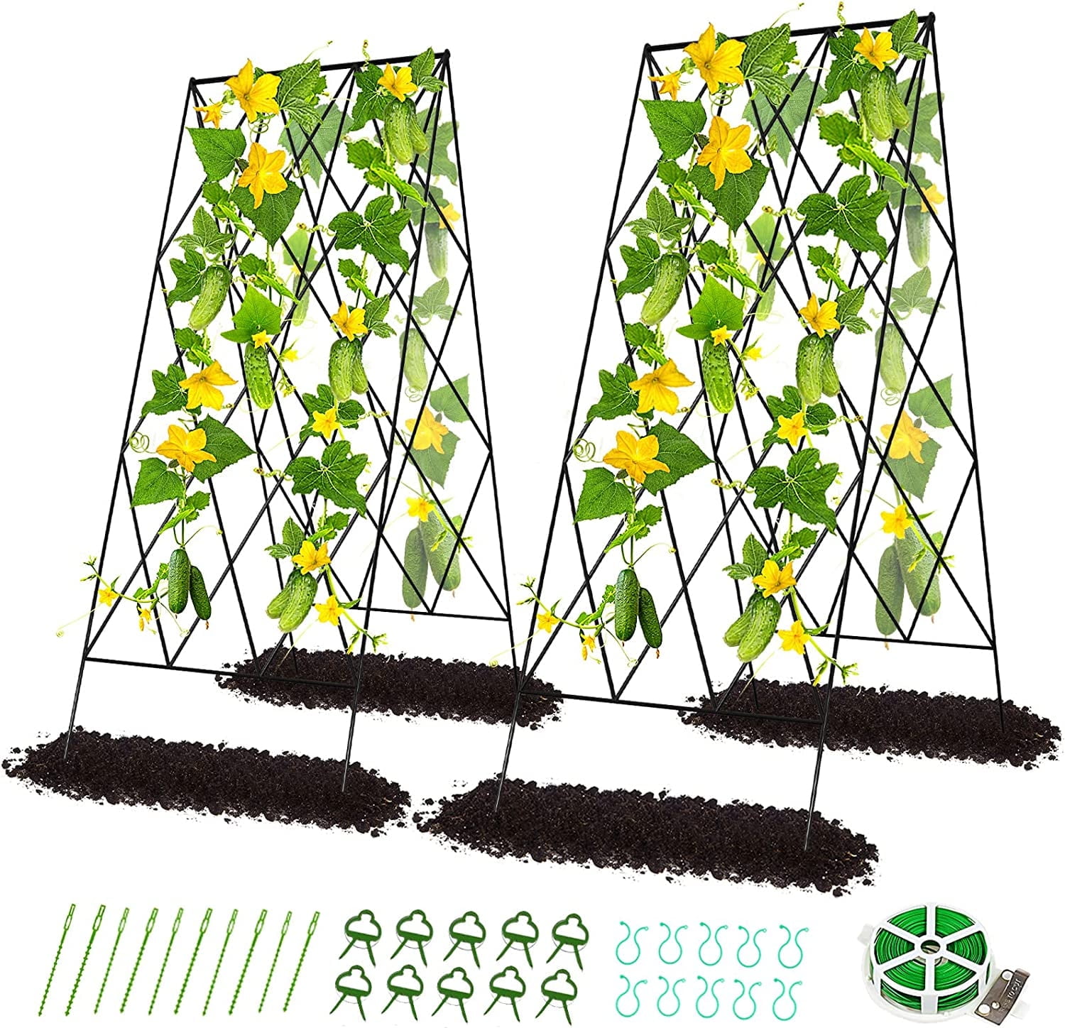 Slsy 2-Pack A-Frame Black Metal Trellis, Foldable Outdoor Support for ...