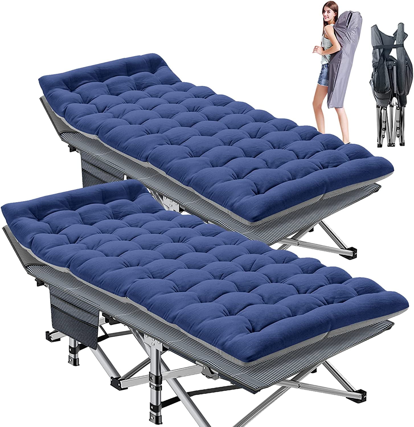 Slsy Folding Camping Cots For Adults 880lbs 2 Pack 28 Extra Wide Sturdy Portable Sleeping Cot