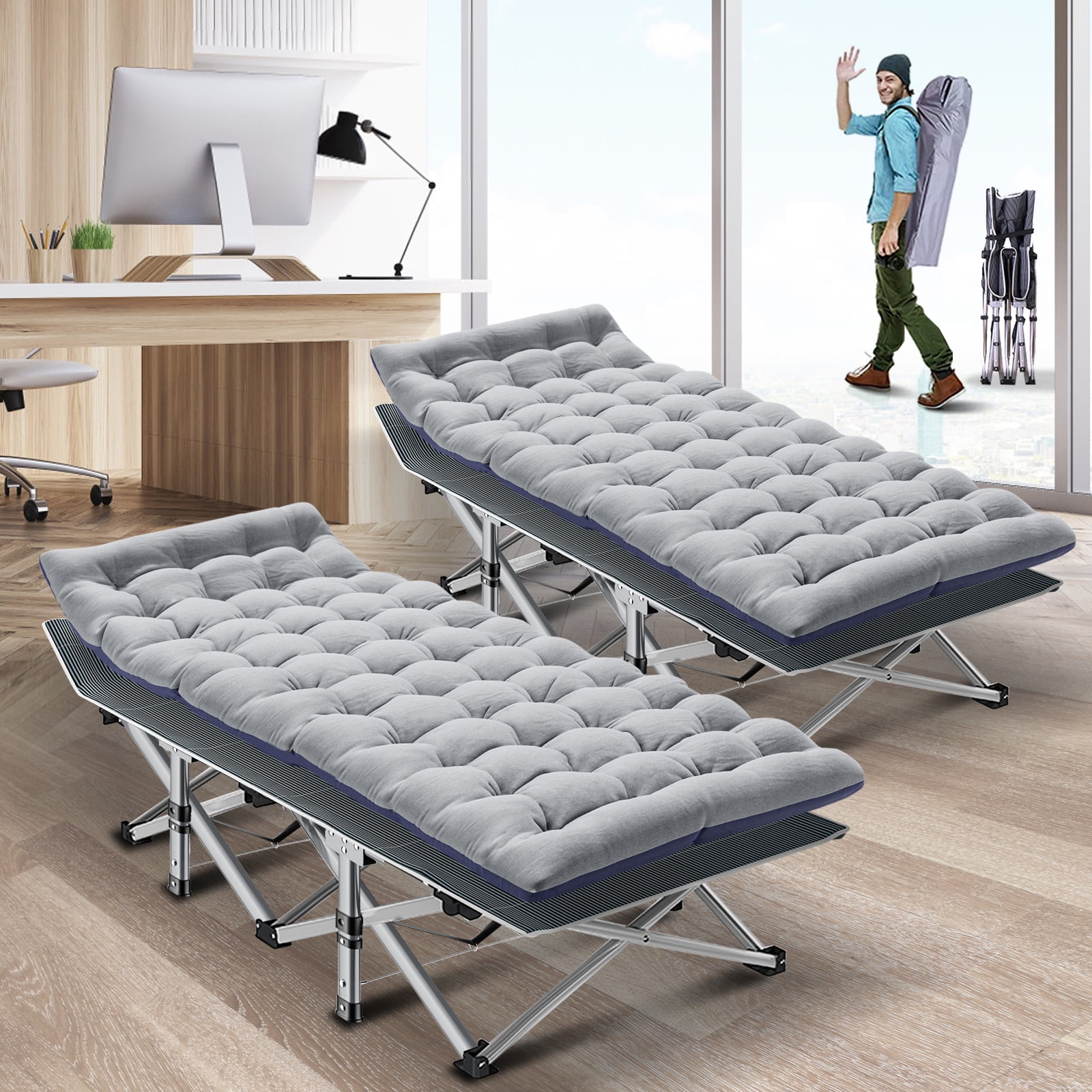 Slsy Collapsible Camping Cots for Adults, 2 Pack, 880lbs, 28
