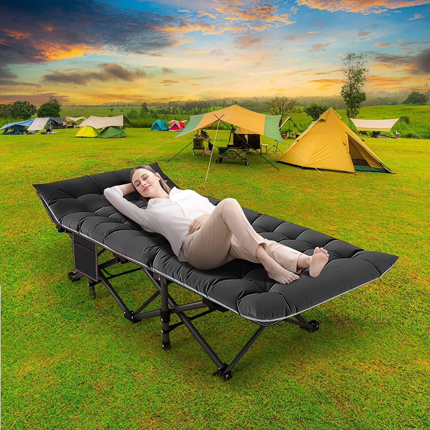 Slsy Folding Camping Cots for Adults, Folding Cot Bed, Heavy Duty Wide ...