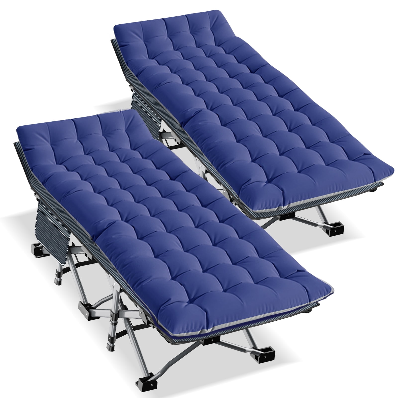 Slsy 2-Pack Foldable Camping Cots, Heavy Duty with Mattress & Carry Bag ...