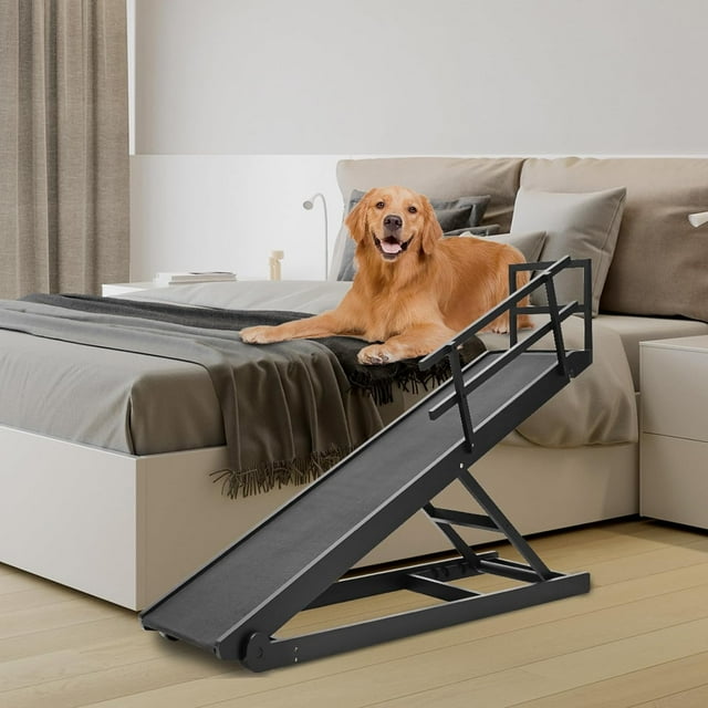 "Slsy Adjustable Wooden Dog Ramp, 57"" with Rubber Mat & Rails ...