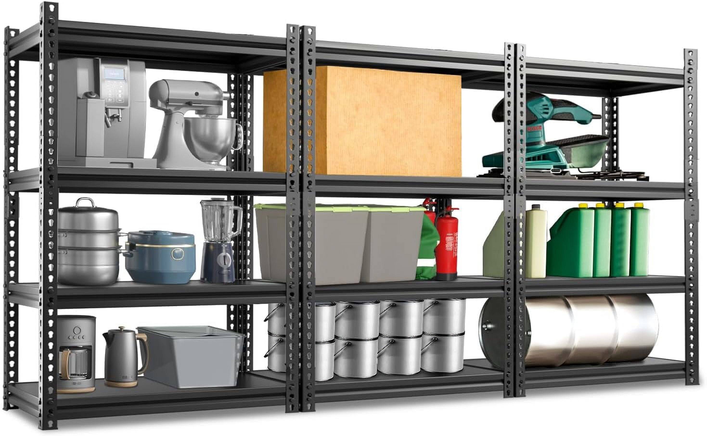 Slsy Garage Storage Shelves, 3 Pack Adjustable 4-Tier Metal Heavy Duty ...