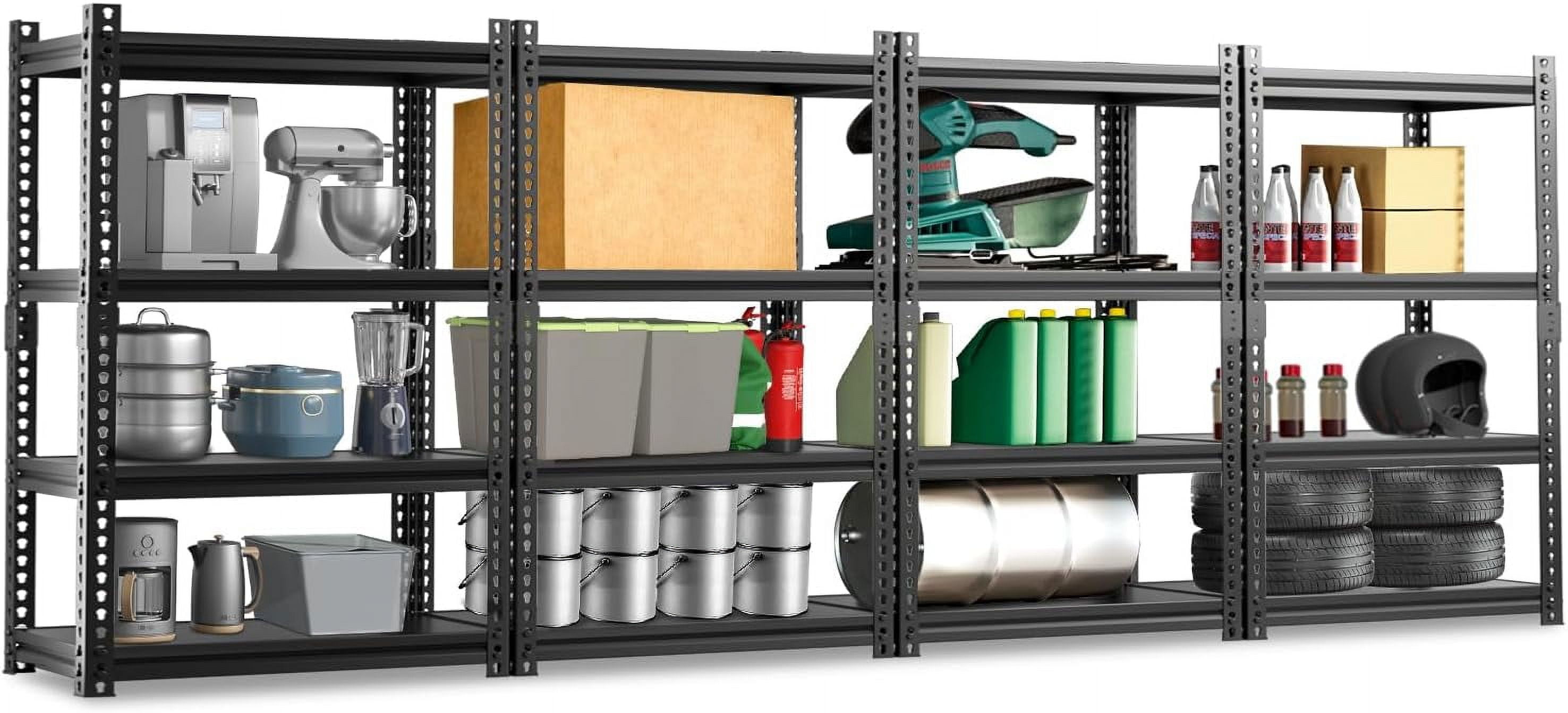 Slsy Garage Storage Shelves, 4 Pack Adjustable 4-Tier Metal Heavy Duty ...