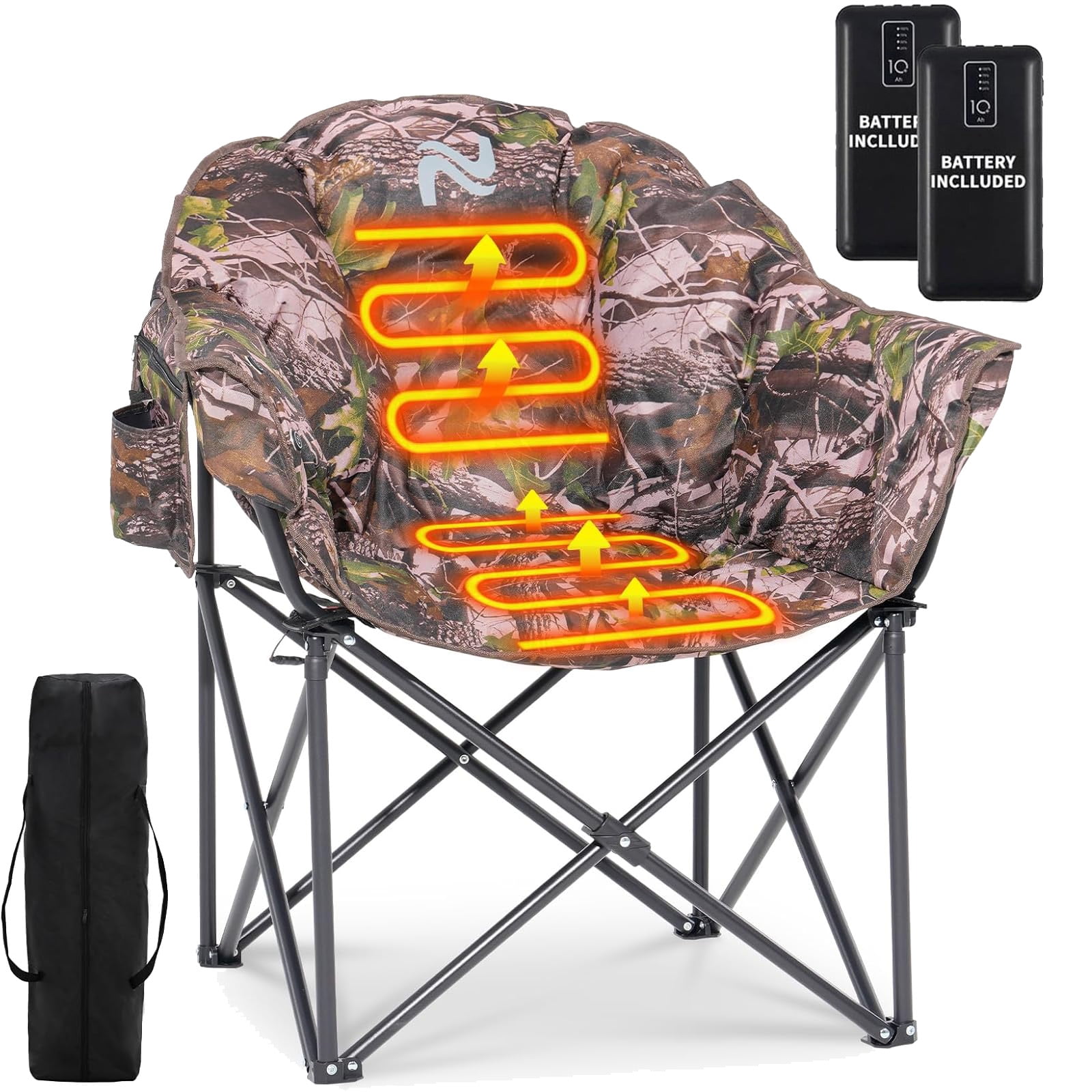Slsy Heated Camping Chair, 2*10000mAh Power Bank Included, Oversized ...