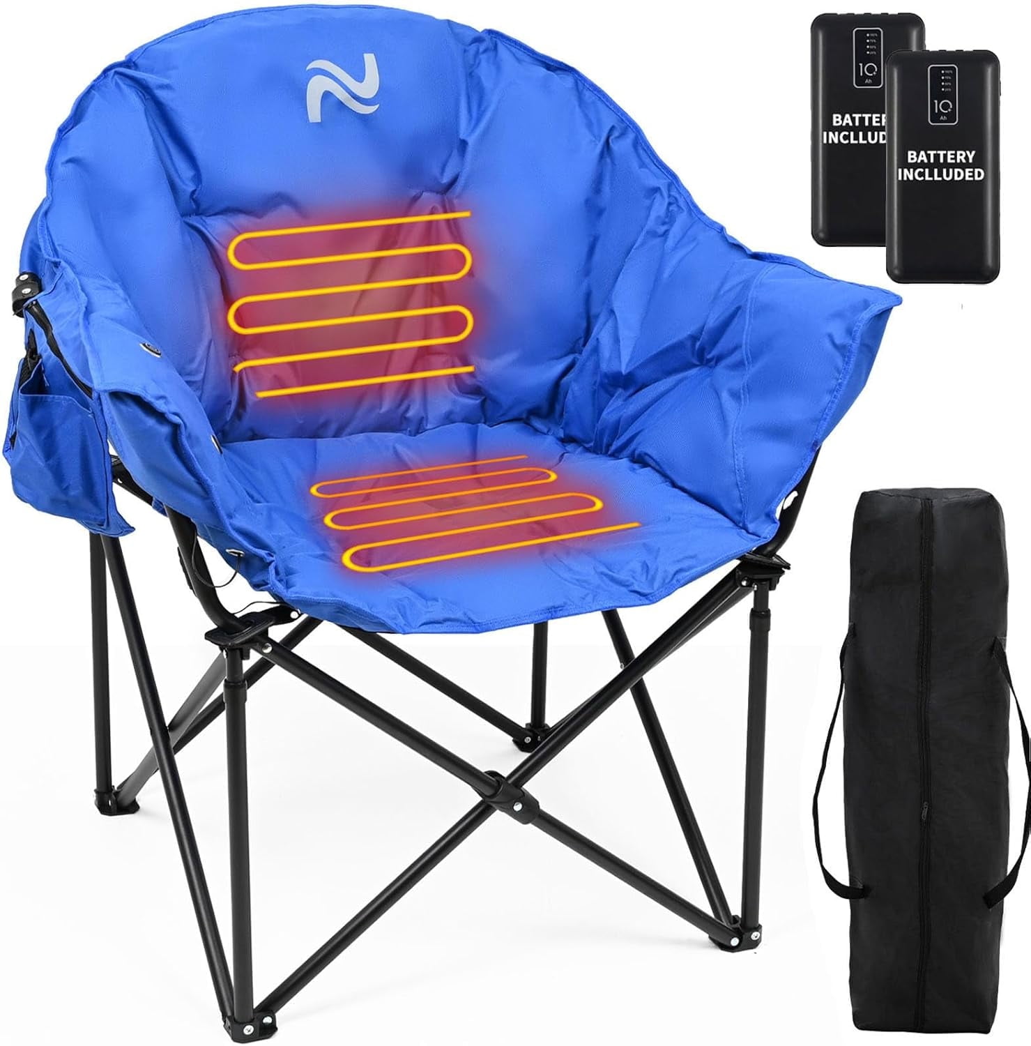 Slsy Heated Camping Chair, 2*10000mAh Power Bank Included, Oversized ...