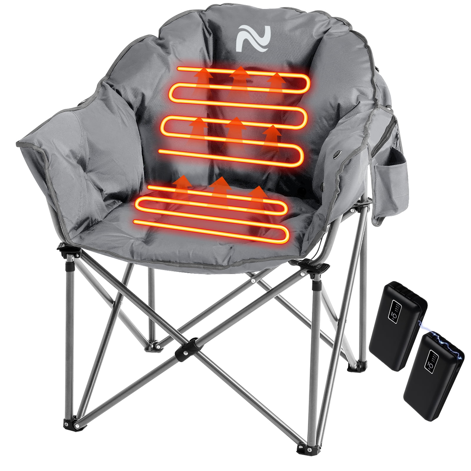 Slsy Heated Camping Chair, 2*10000mAh Power Bank Included, Oversized ...