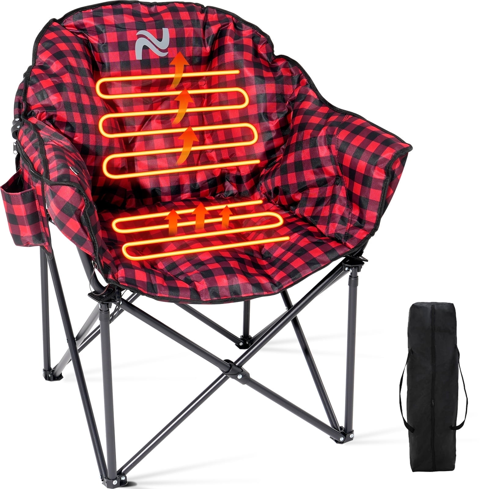 Slsy Oversized Heated Camping Chair, Padded Camp Chair with 3 Heat ...