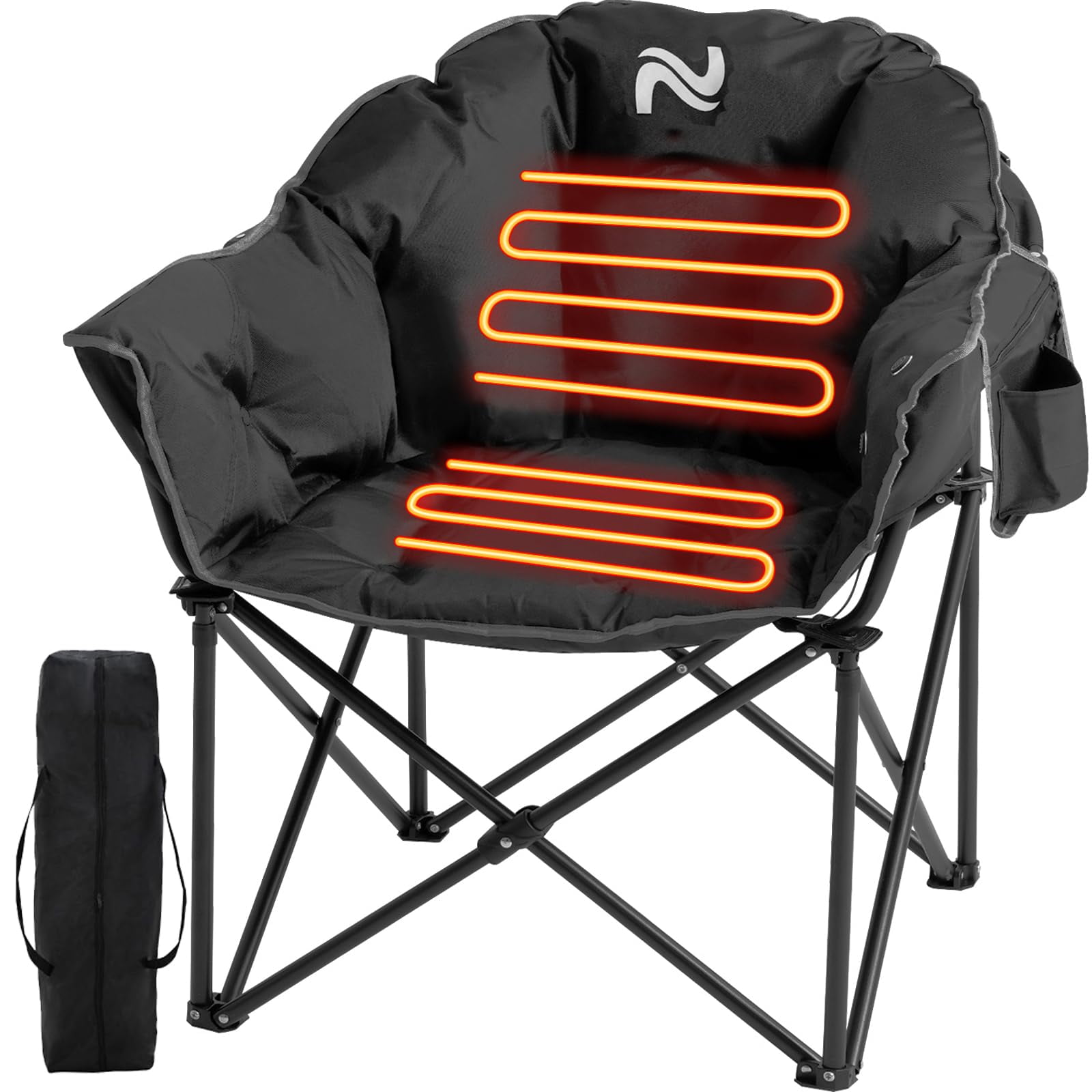 Slsy Heated Camping Chair Oversized, Outdoor Portable Heated Folding ...