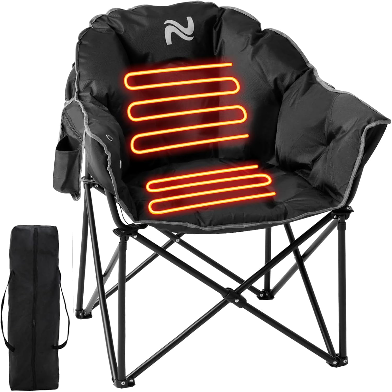 Slsy Heated Camping Chair Oversized, Outdoor Portable Heated Folding ...