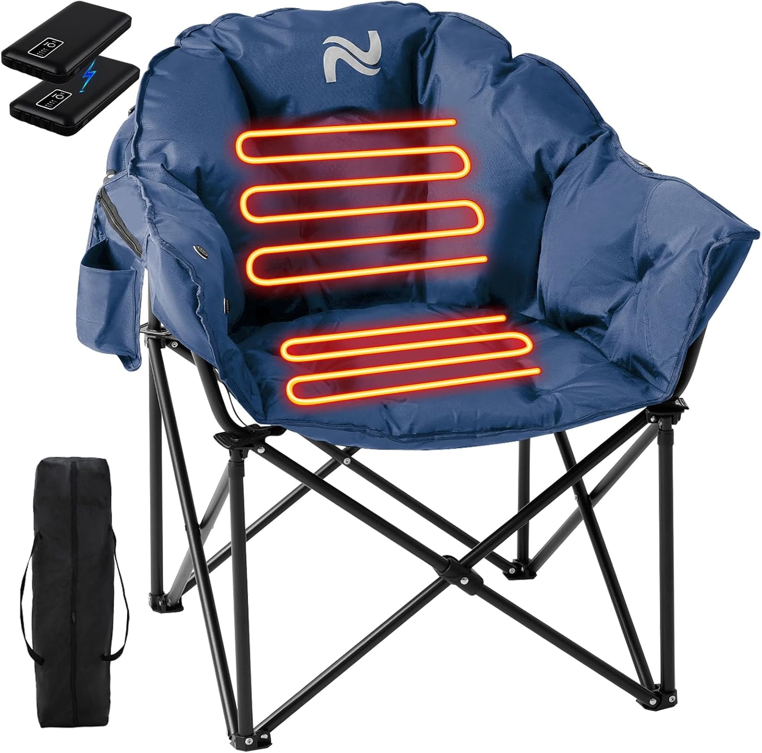 Slsy Heated Camping Chair Oversized, Outdoor Portable Heated Folding ...