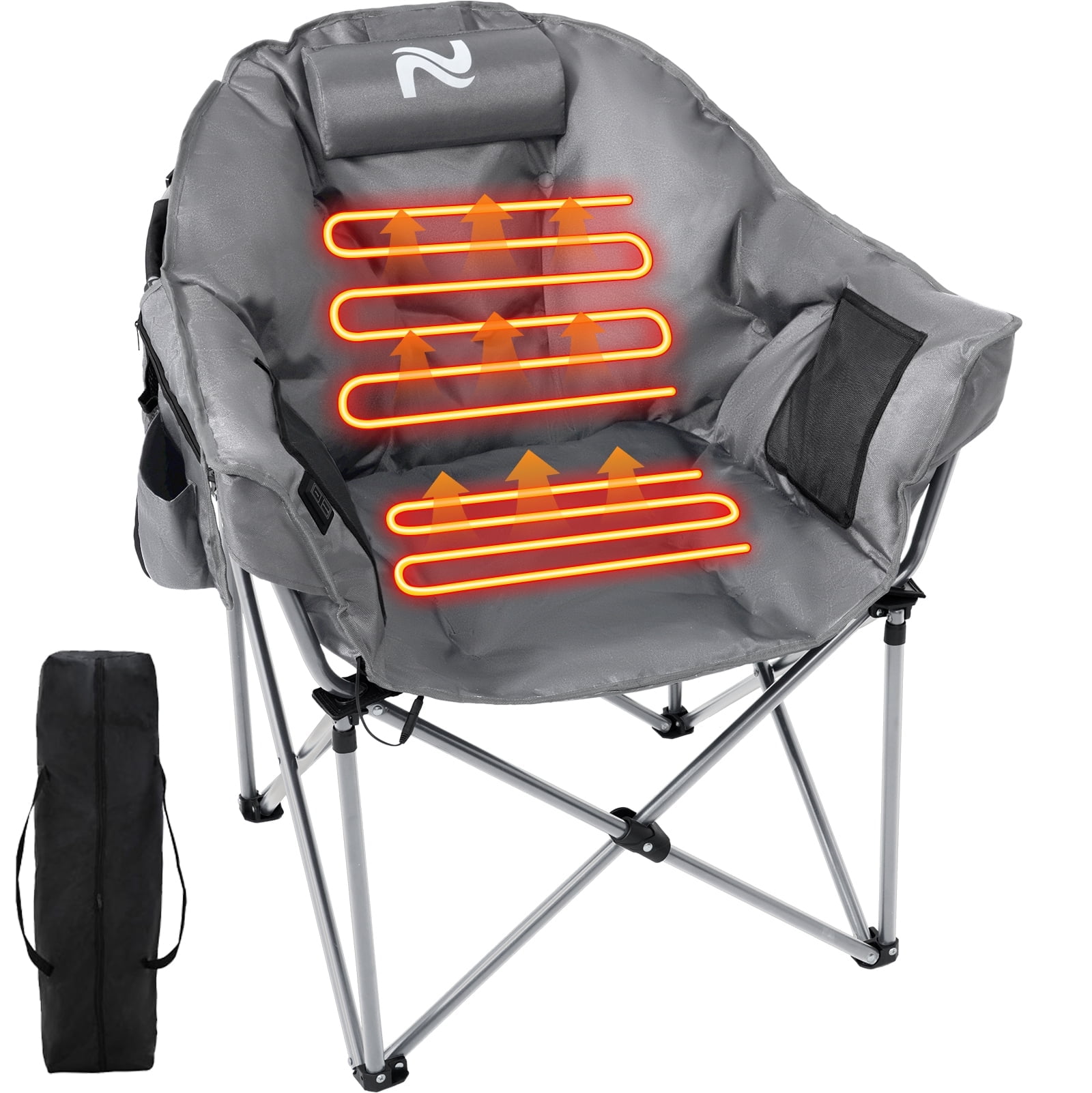 Slsy Heated Camping Chair Oversized, XL Heated Chair Outdoor Sports, 3 ...