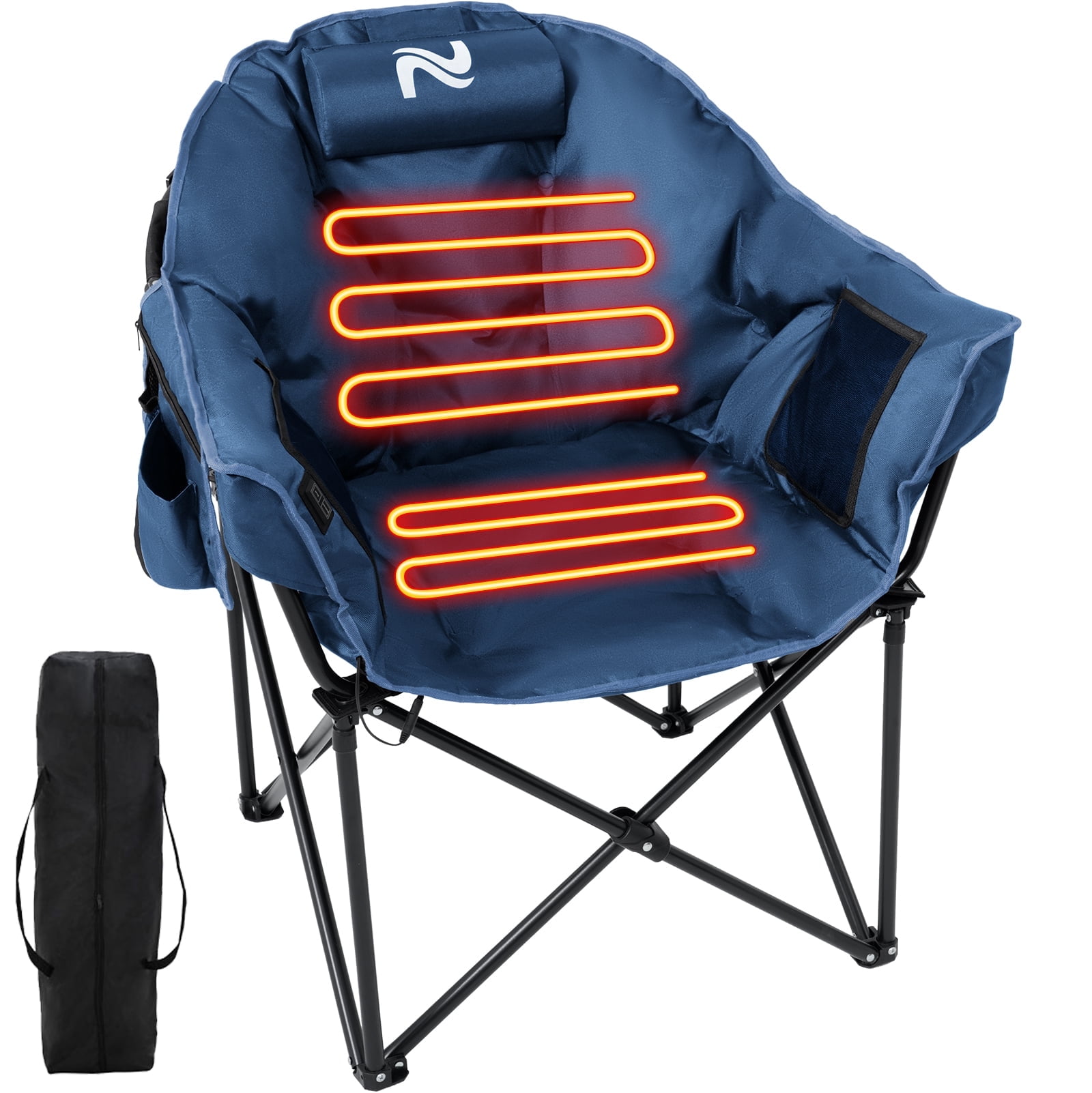 Slsy Heated Camping Chair Oversized with Pillow, XL Heated Chair ...